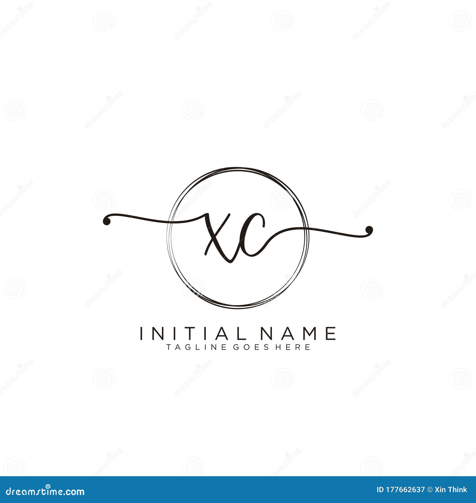 XC Initial Handwriting Logo with Circle Stock Vector - Illustration of ...