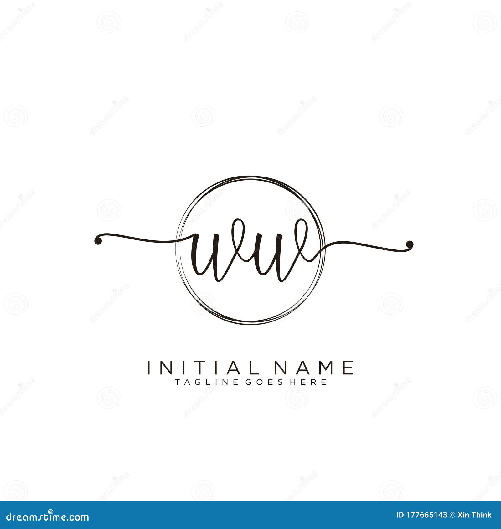 WW Initial Handwriting Logo with Circle Stock Illustration ...