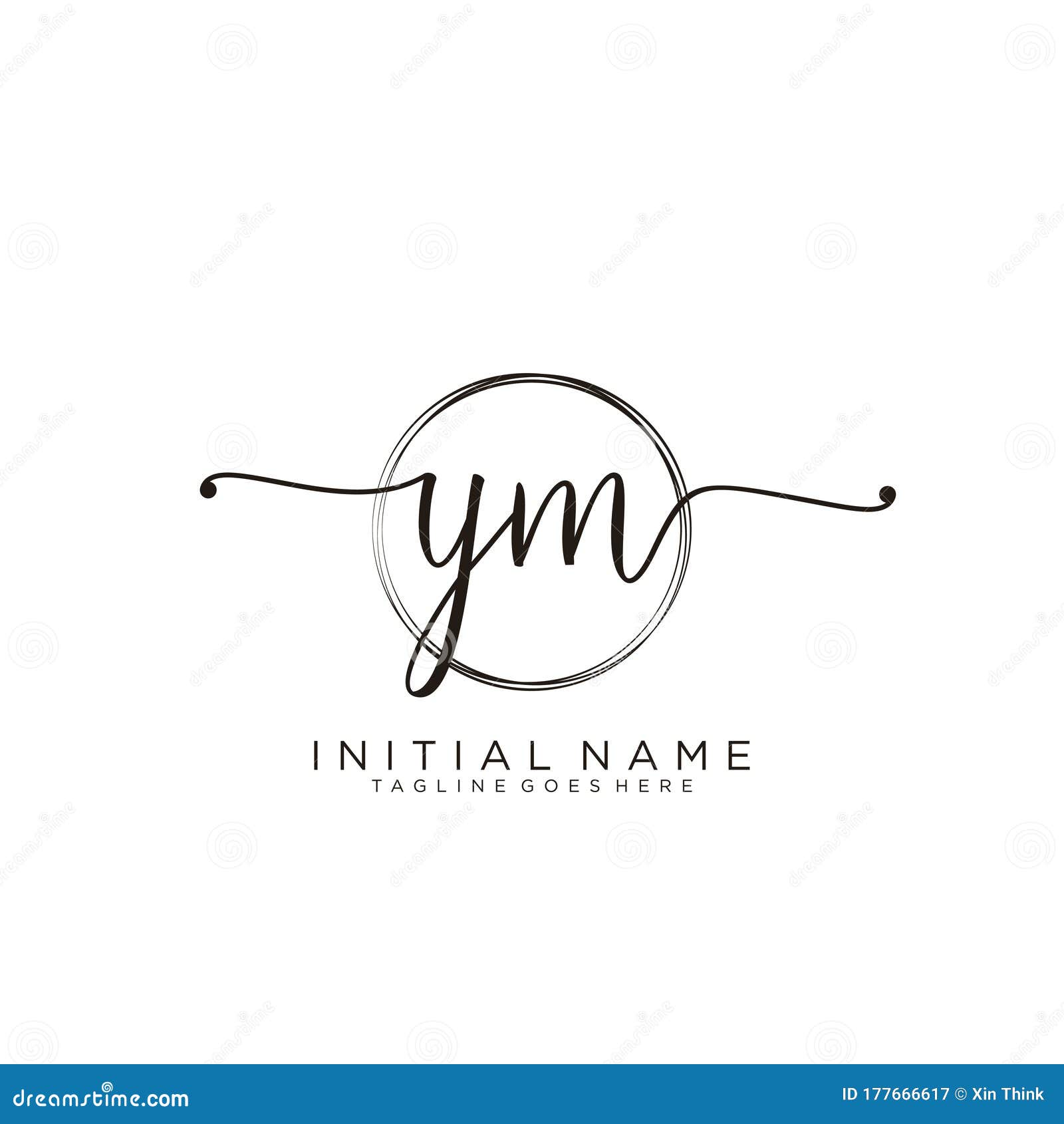 YM Initial Handwriting Logo with Circle Stock Illustration ...
