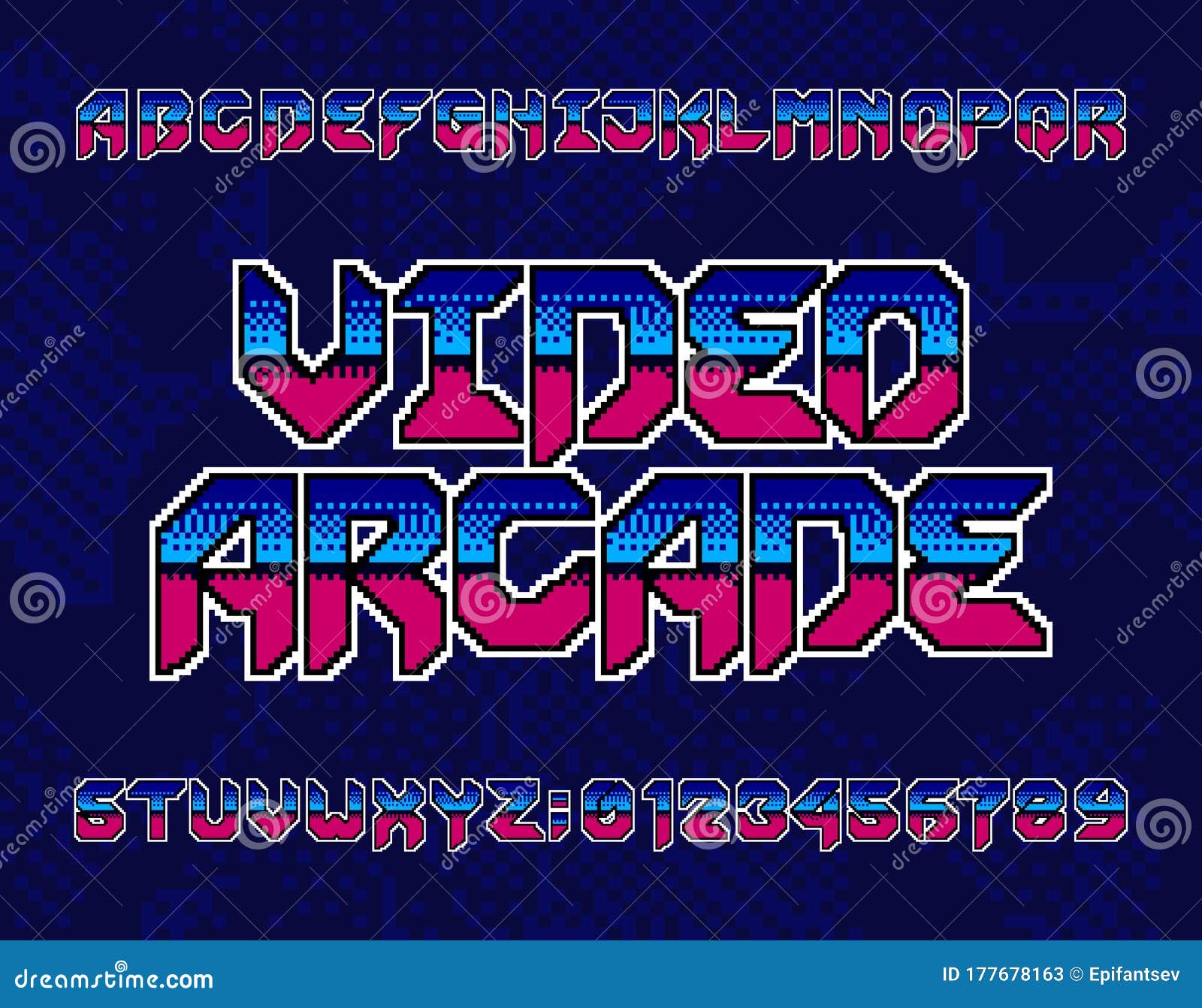 80s Arcade Alphabet Font. 3D Pixel Letters, Numbers And Symbols ...