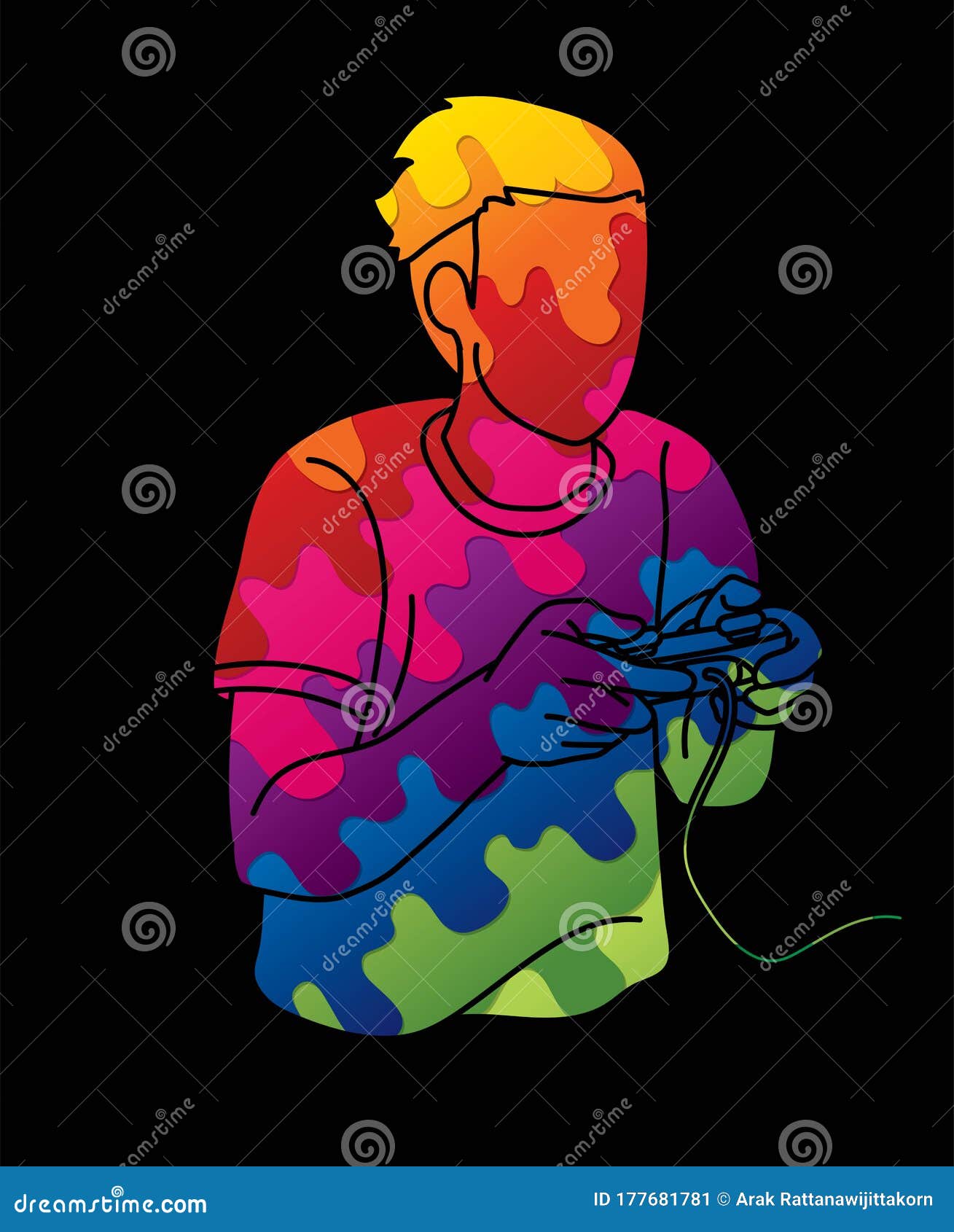 Man Playing Video Games Cartoon Graphic Stock Vector - Illustration of ...