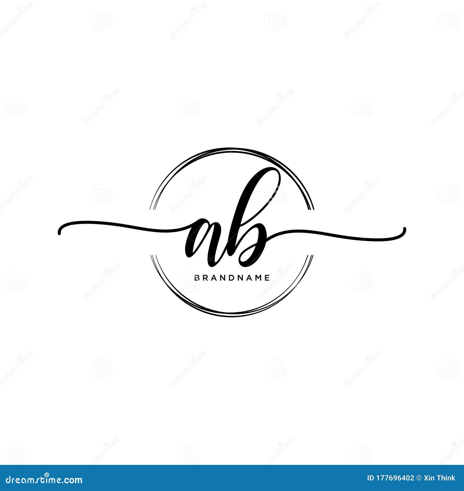 AB Initial Handwriting Logo with Circle Stock Vector - Illustration of ...
