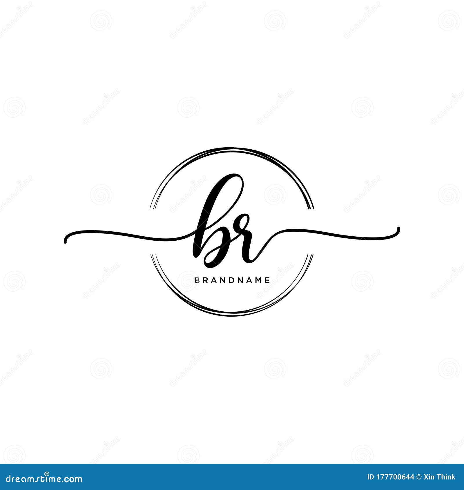 BR Initial Handwriting Logo with Circle Stock Vector - Illustration of ...