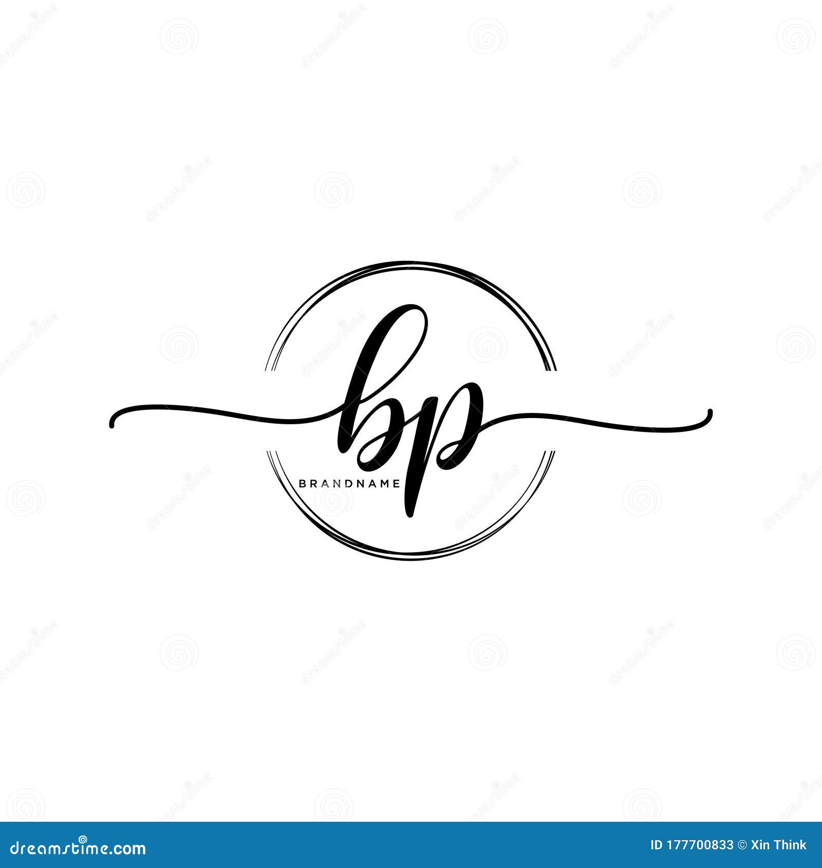 BP Initial Handwriting Logo with Circle Stock Vector - Illustration of ...