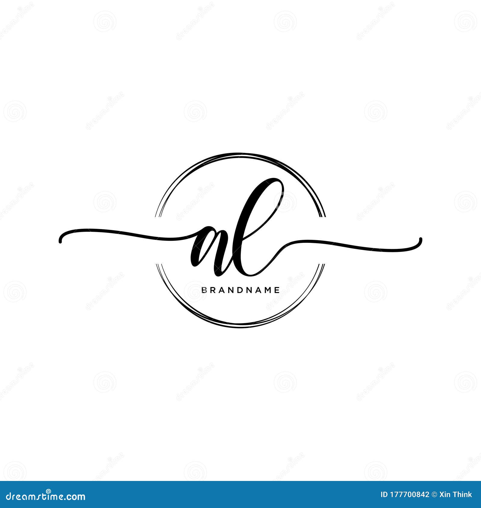 AL Initial Handwriting Logo with Circle Stock Vector - Illustration of ...