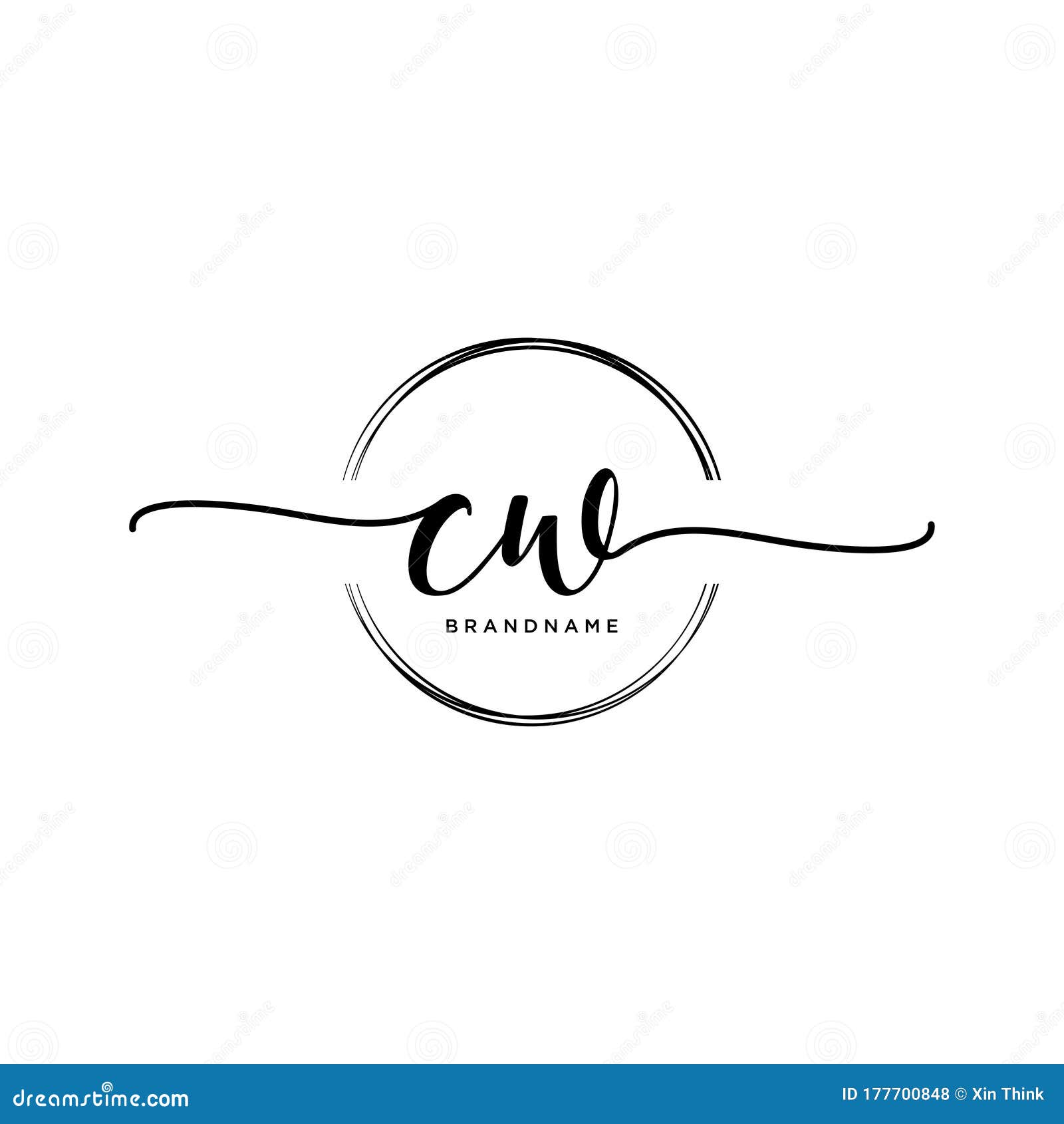 CW Initial Handwriting Logo with Circle Stock Vector - Illustration of ...