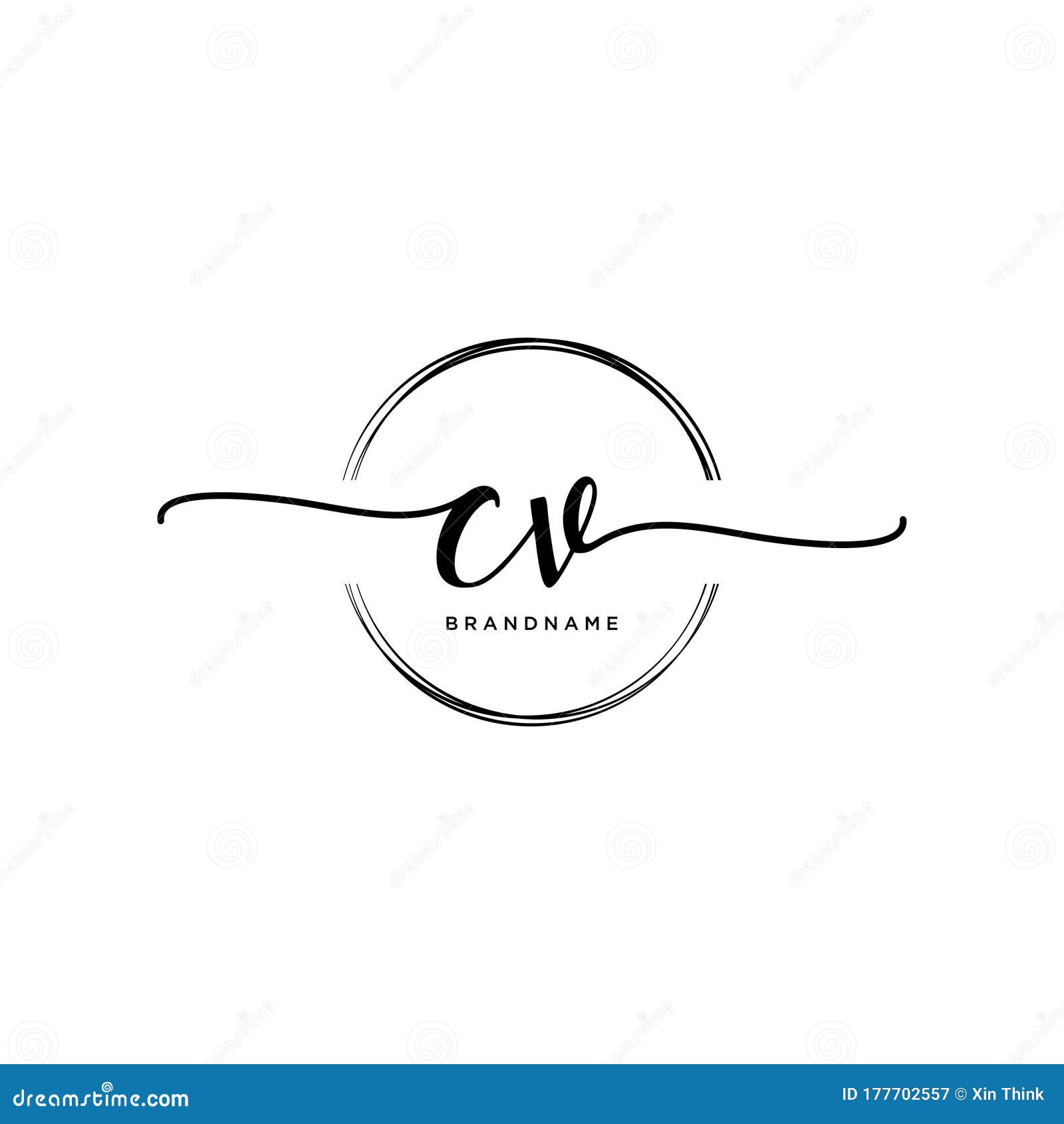 CV Initial Handwriting Logo with Circle Stock Vector - Illustration of ...