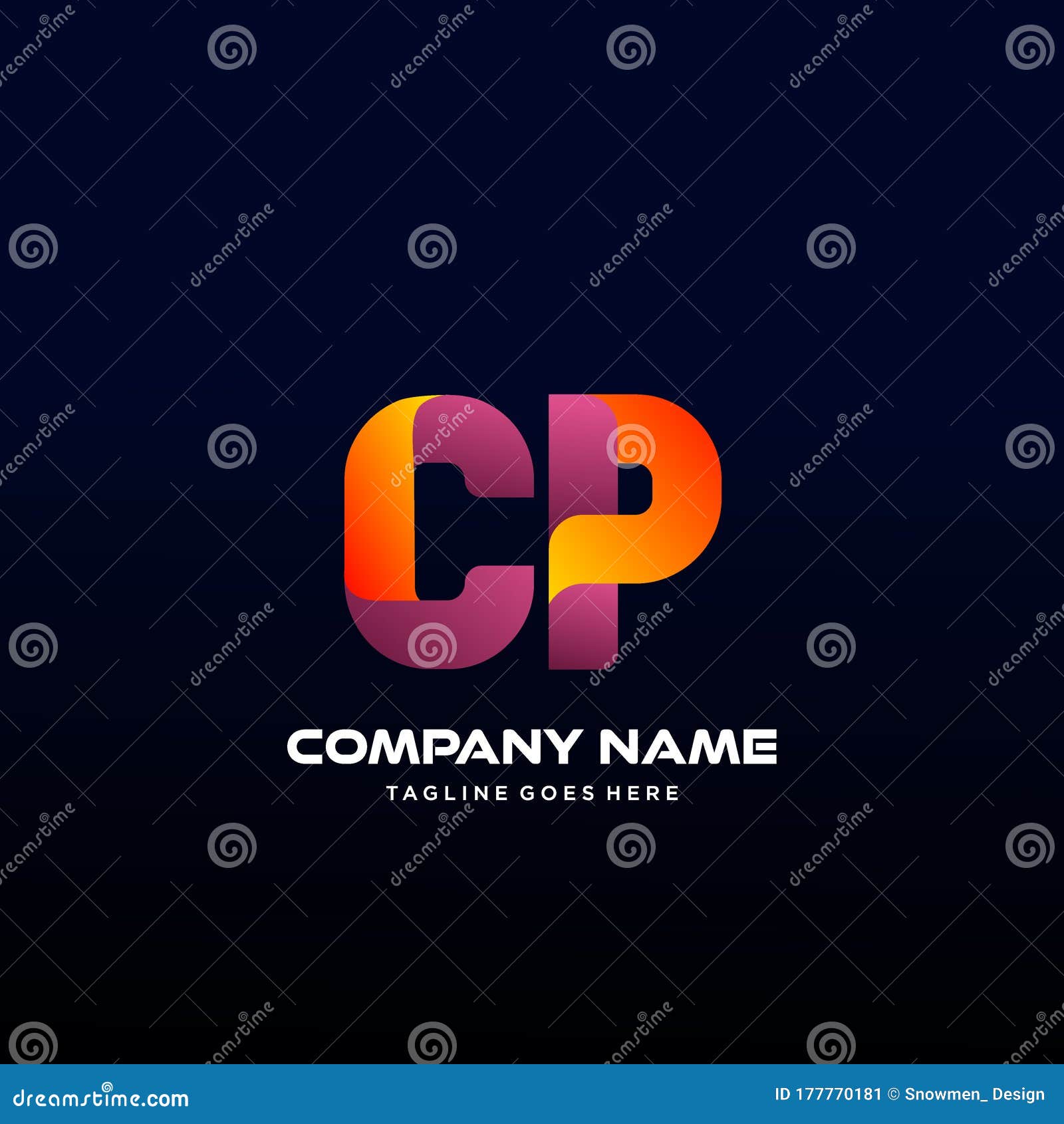 Letter CP Initial Logo Vector with Colorful Stock Vector - Illustration ...