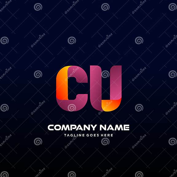 Letter CU Initial Logo Vector with Colorful Stock Vector - Illustration ...