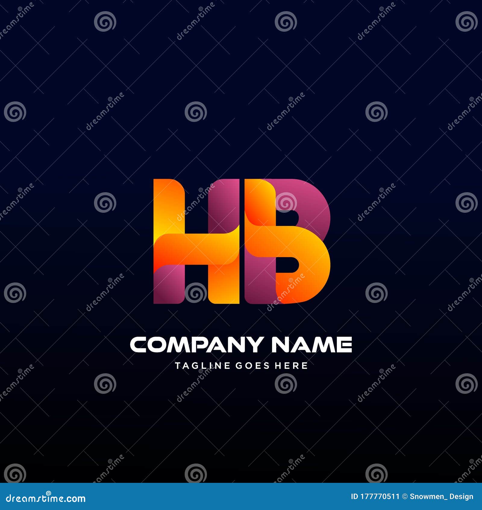 Letter HB Initial Logo Vector with Colorful Stock Vector - Illustration ...