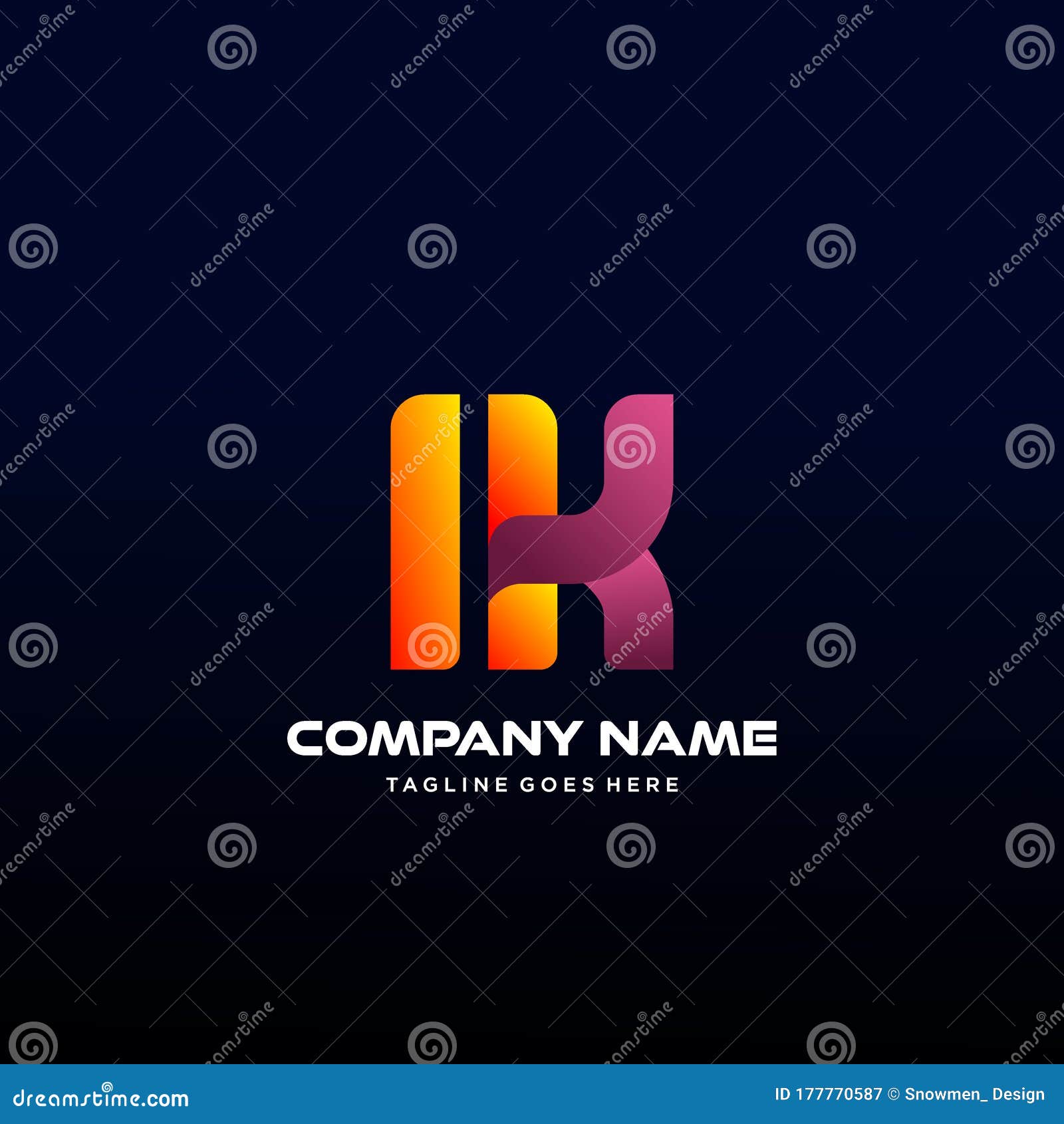 Letter IK Initial Logo Vector with Colorful Stock Vector - Illustration ...