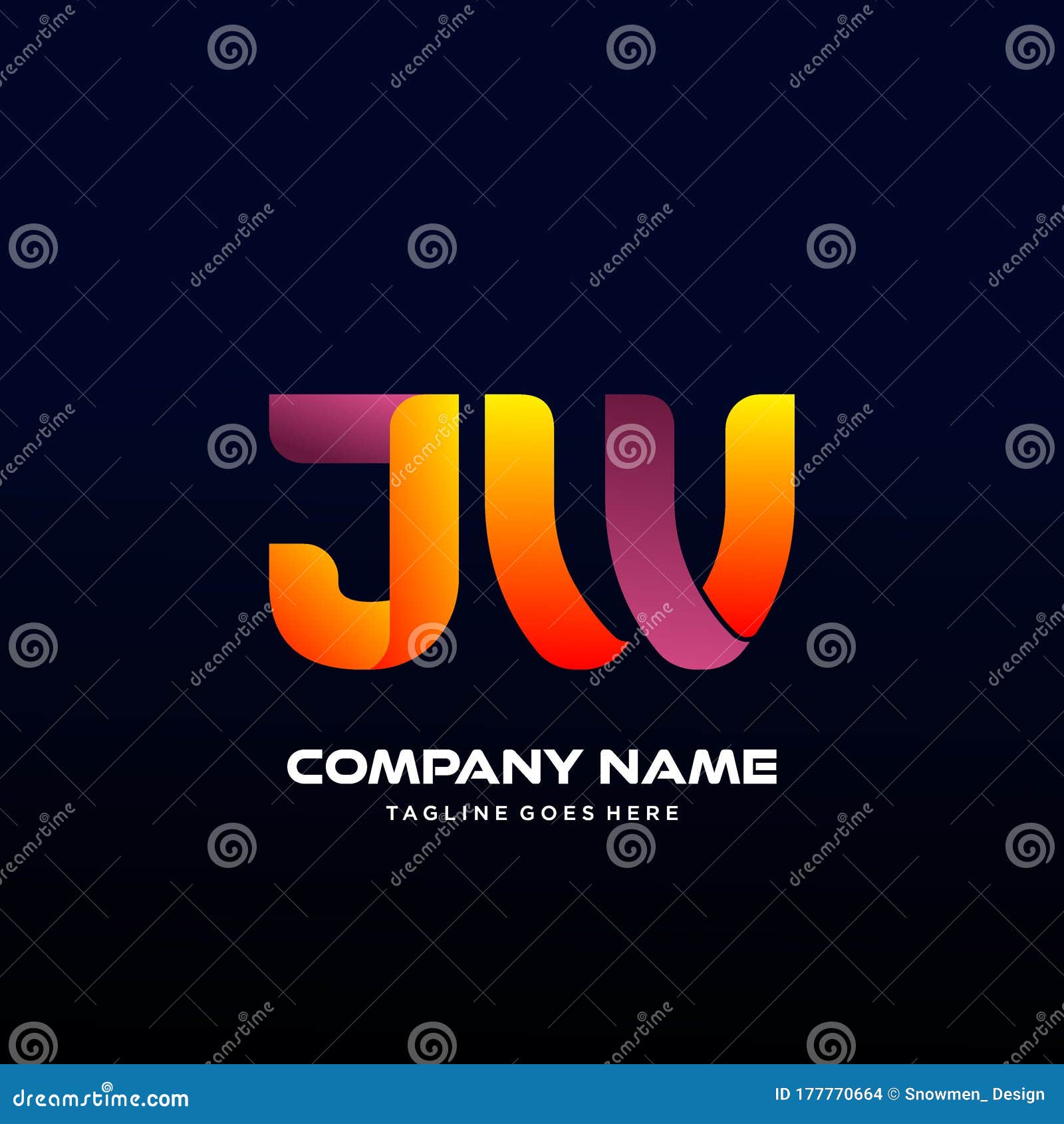 Letter JW Initial Logo Vector with Colorful Stock Vector - Illustration ...
