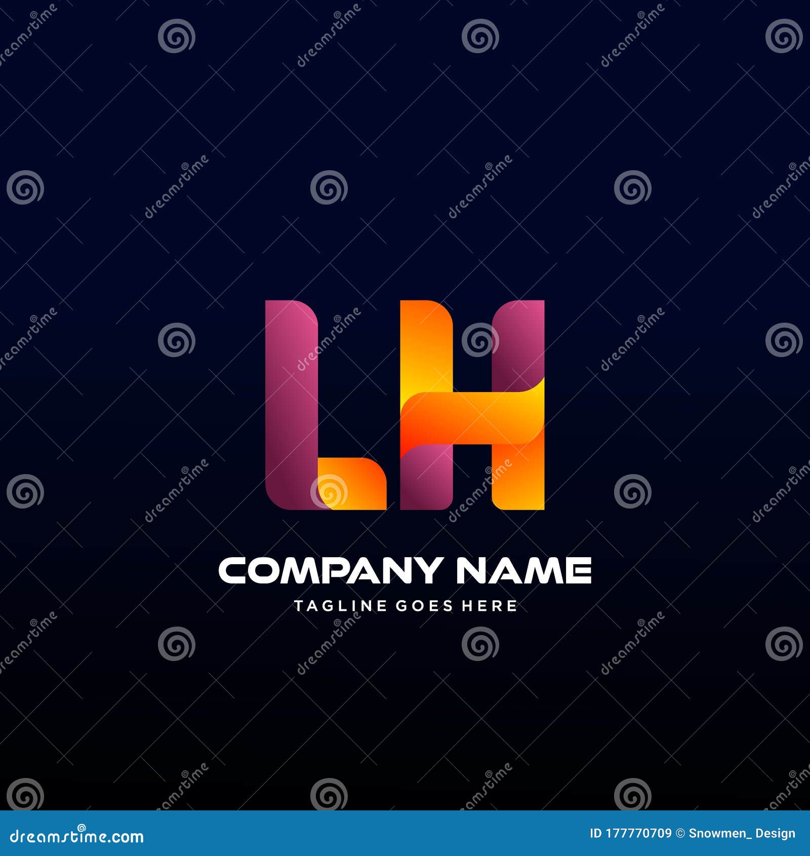 Letter LH Initial Logo Vector with Colorful Stock Vector - Illustration ...