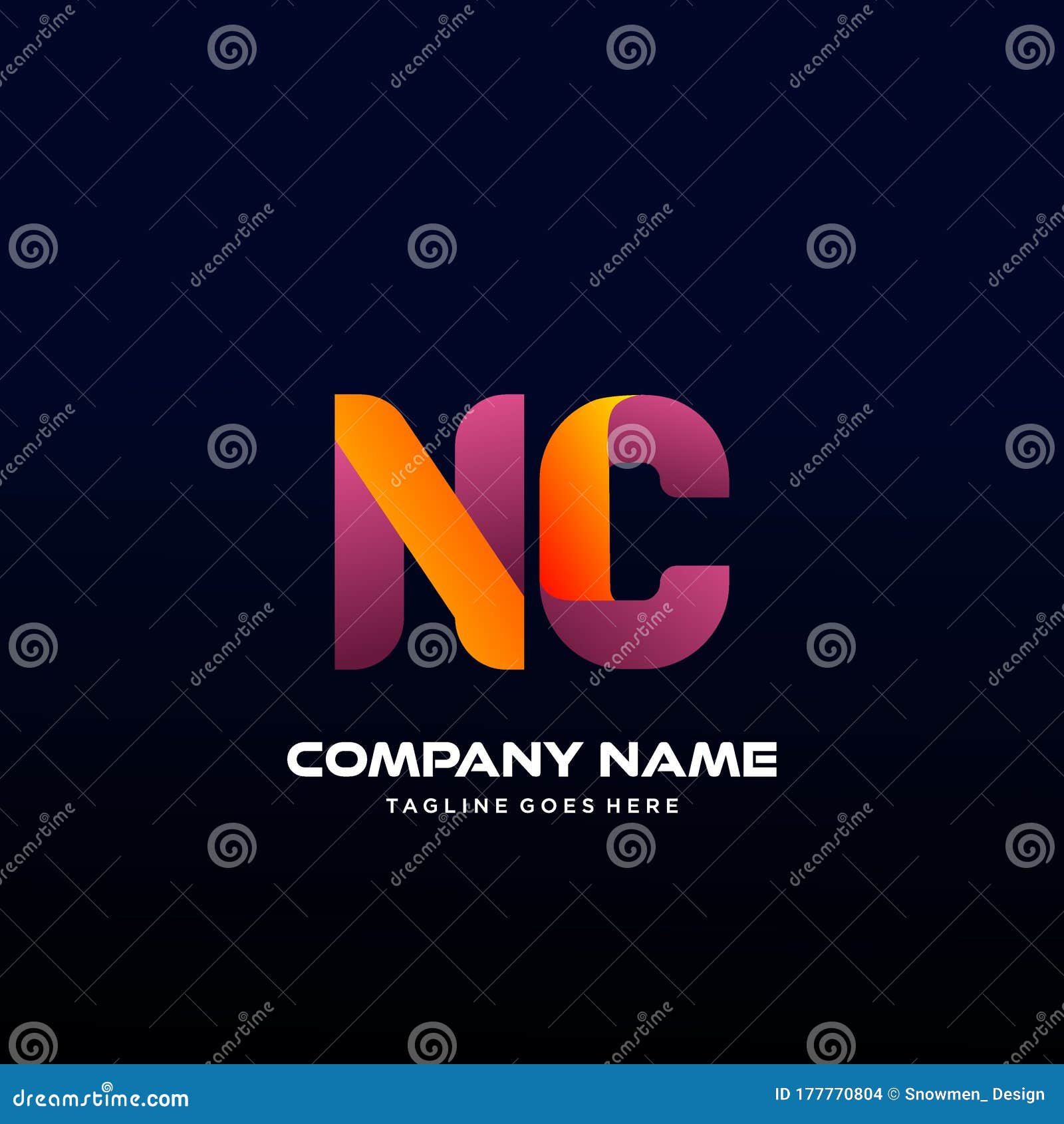 Letter NC Initial Logo Vector with Colorful Stock Vector - Illustration ...
