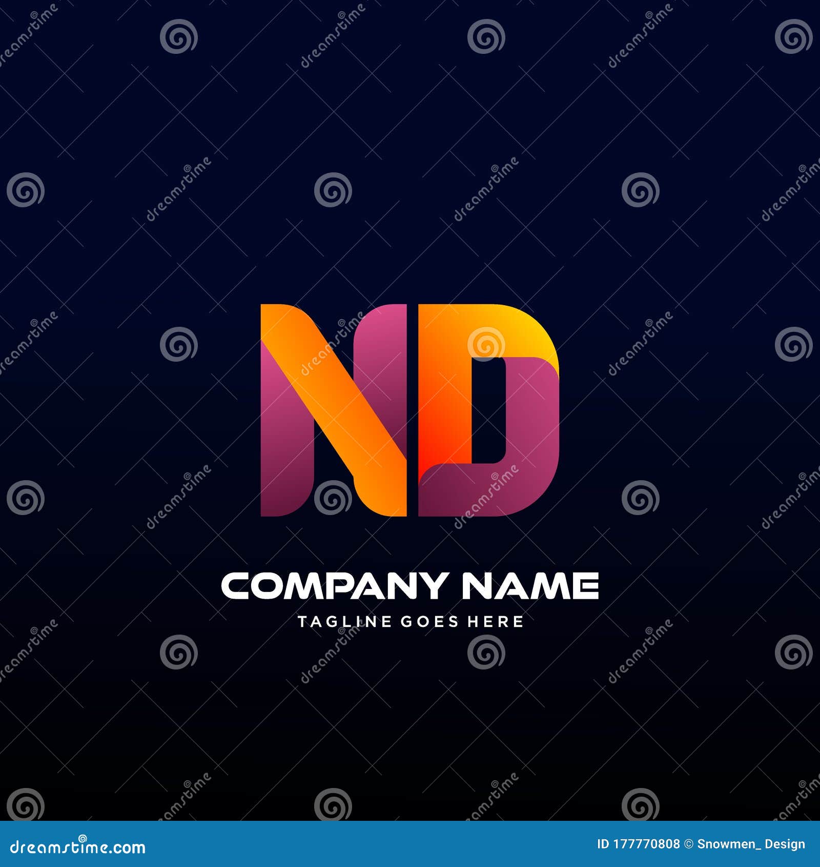 Letter ND Initial Logo Vector with Colorful Stock Vector - Illustration ...