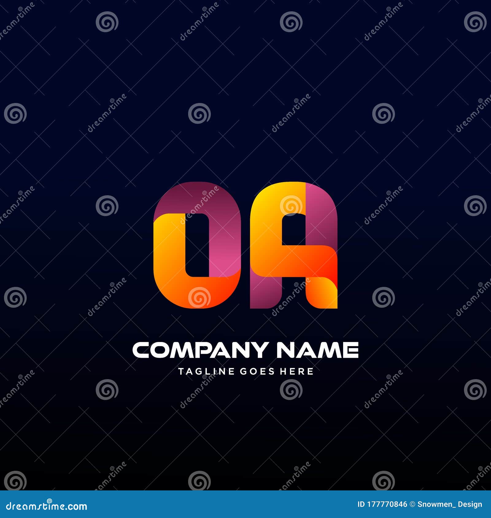 Letter OA Initial Logo Vector with Colorful Stock Vector - Illustration ...
