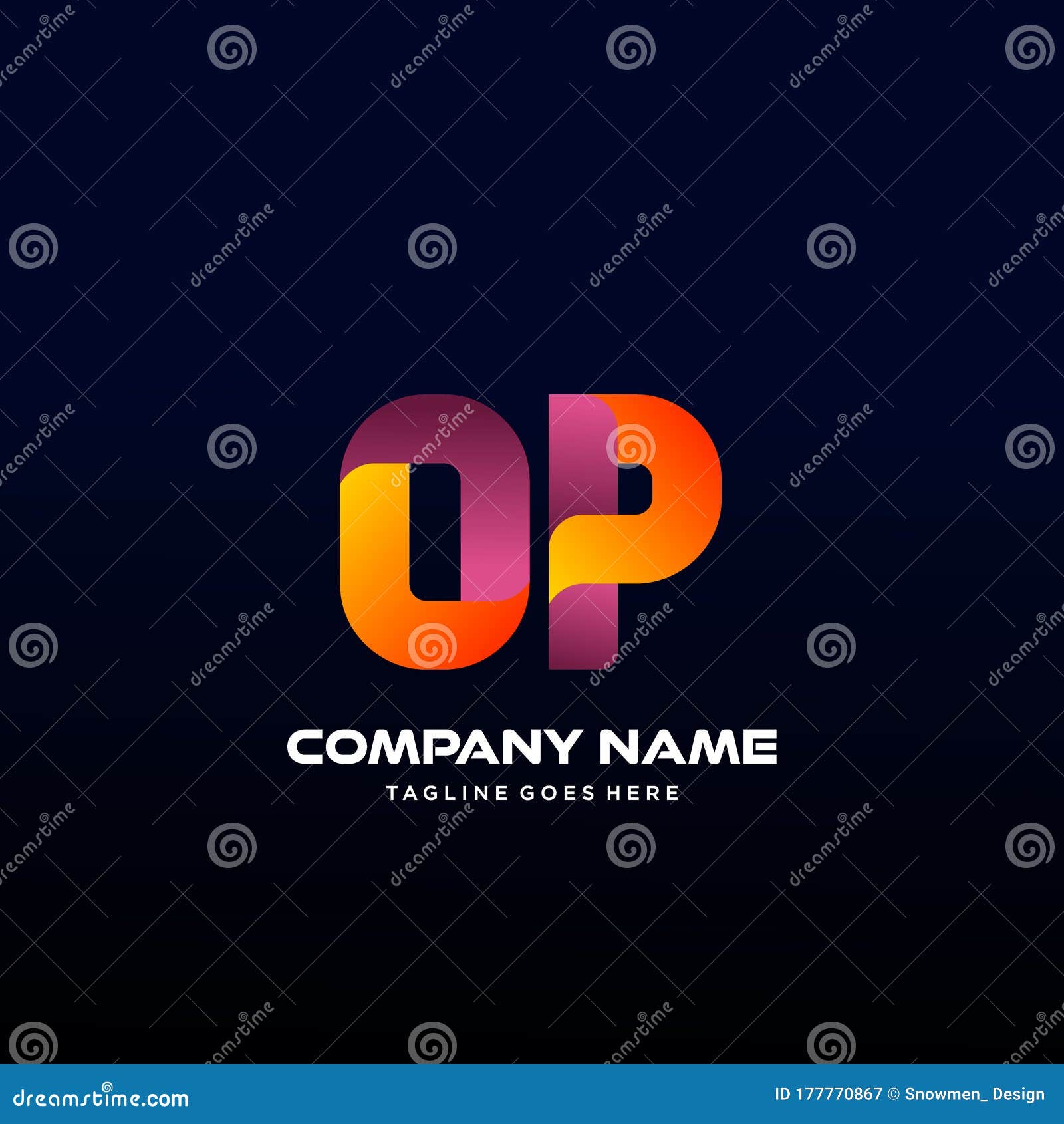 Letter OP Initial Logo Vector with Colorful Stock Vector - Illustration ...