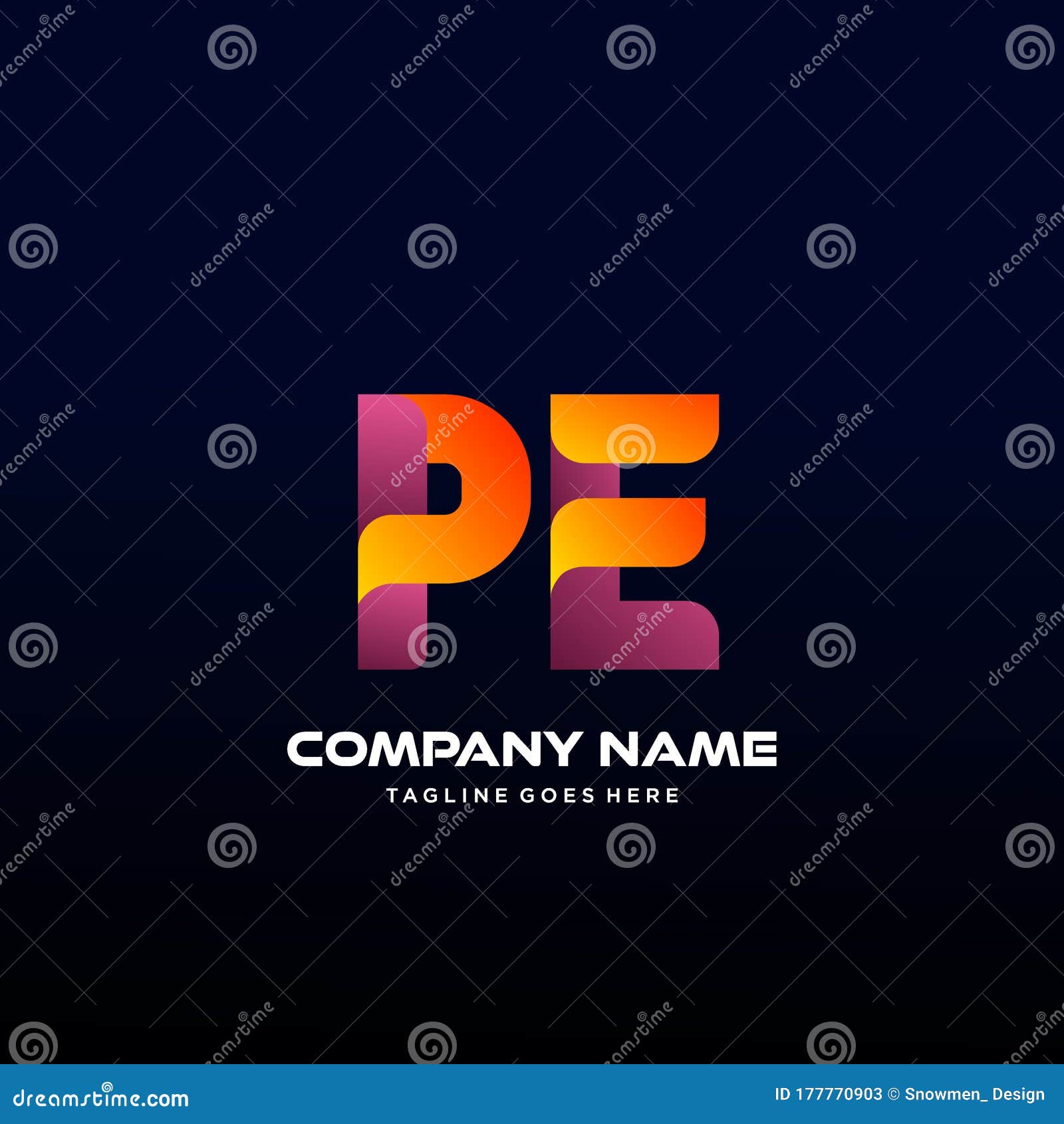 Letter PE Initial Logo Vector with Colorful Stock Vector - Illustration ...
