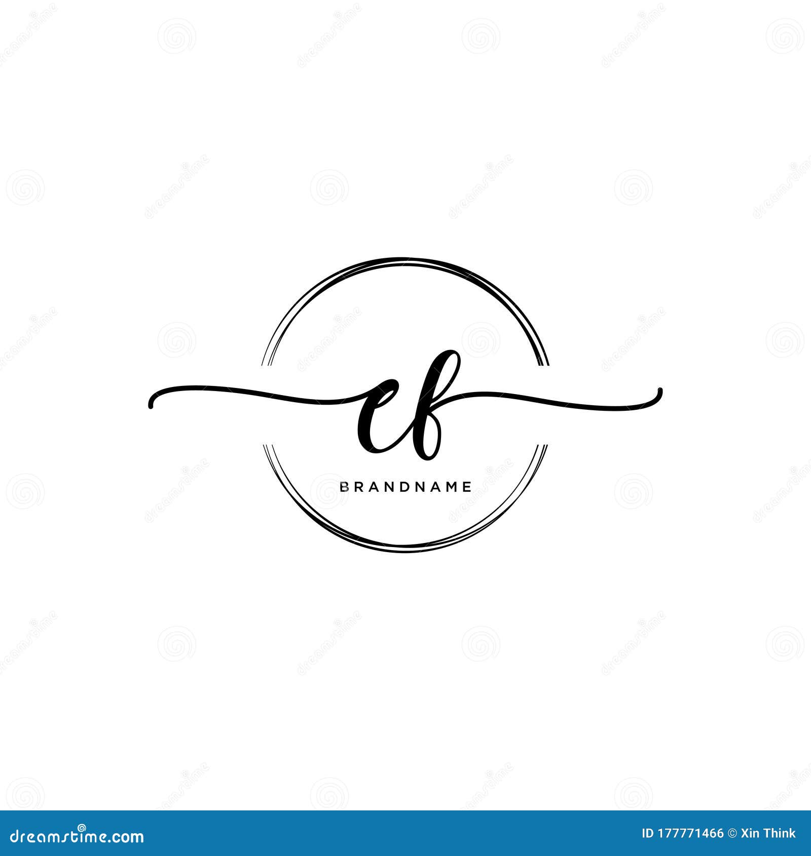 EF Initial Handwriting Logo with Circle Stock Vector - Illustration of ...