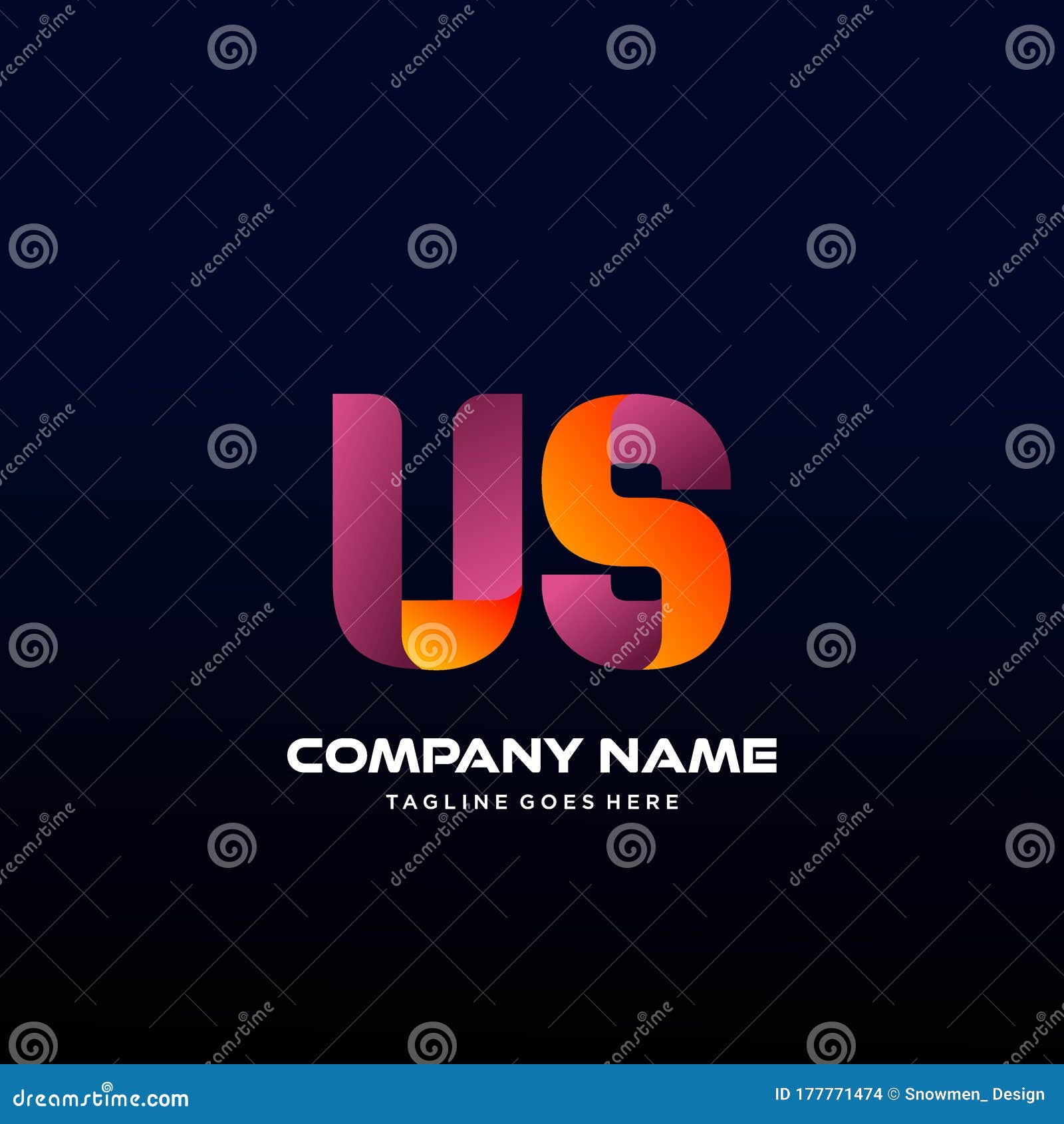 Letter US Initial Logo Vector with Colorful Stock Vector - Illustration ...