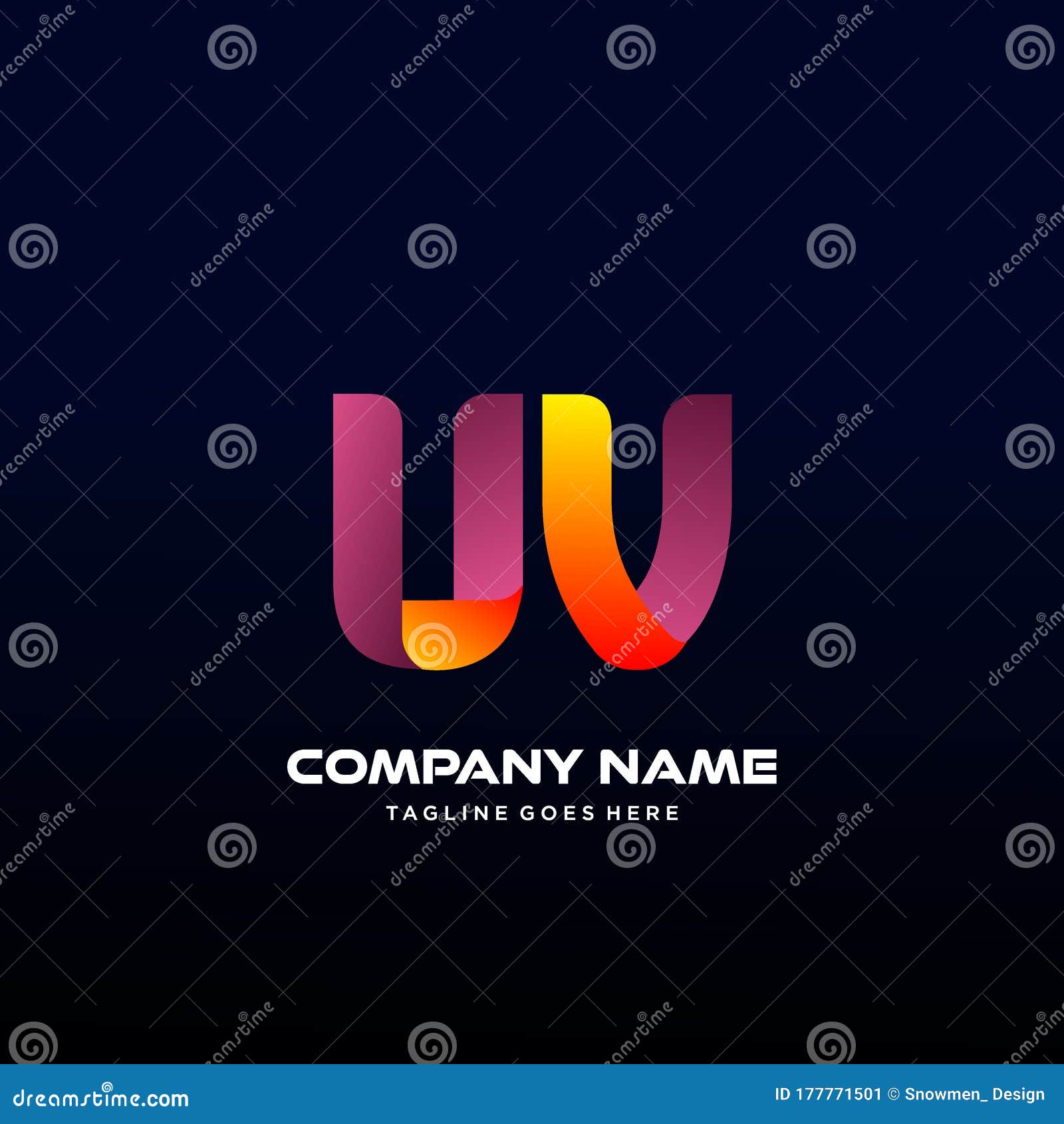 Letter UV Initial Logo Vector with Colorful Stock Vector - Illustration ...