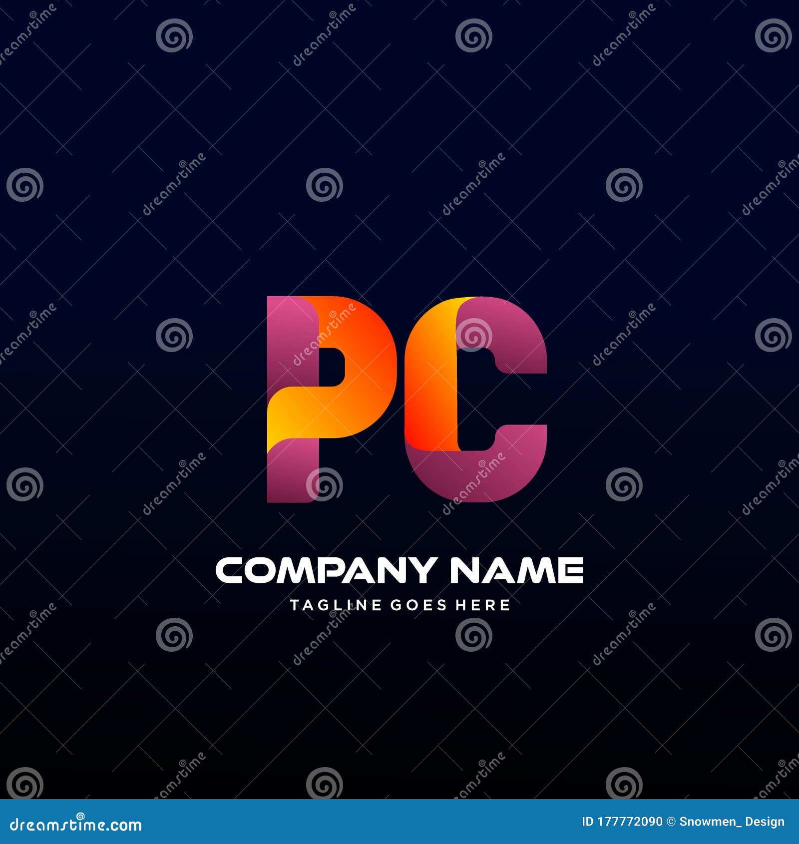Letter PC Initial Logo Vector with Colorful Stock Vector - Illustration ...
