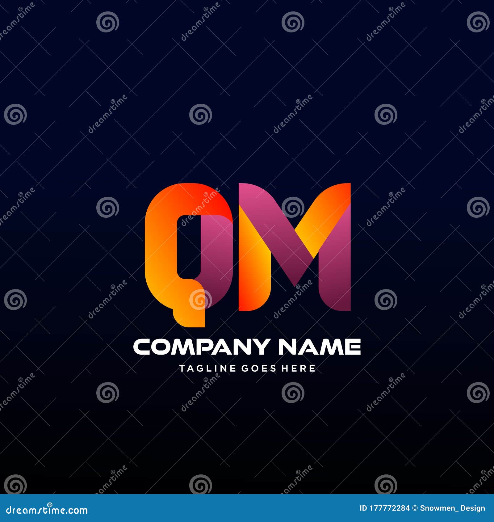 Letter QM Initial Logo Vector with Colorful Stock Vector - Illustration ...