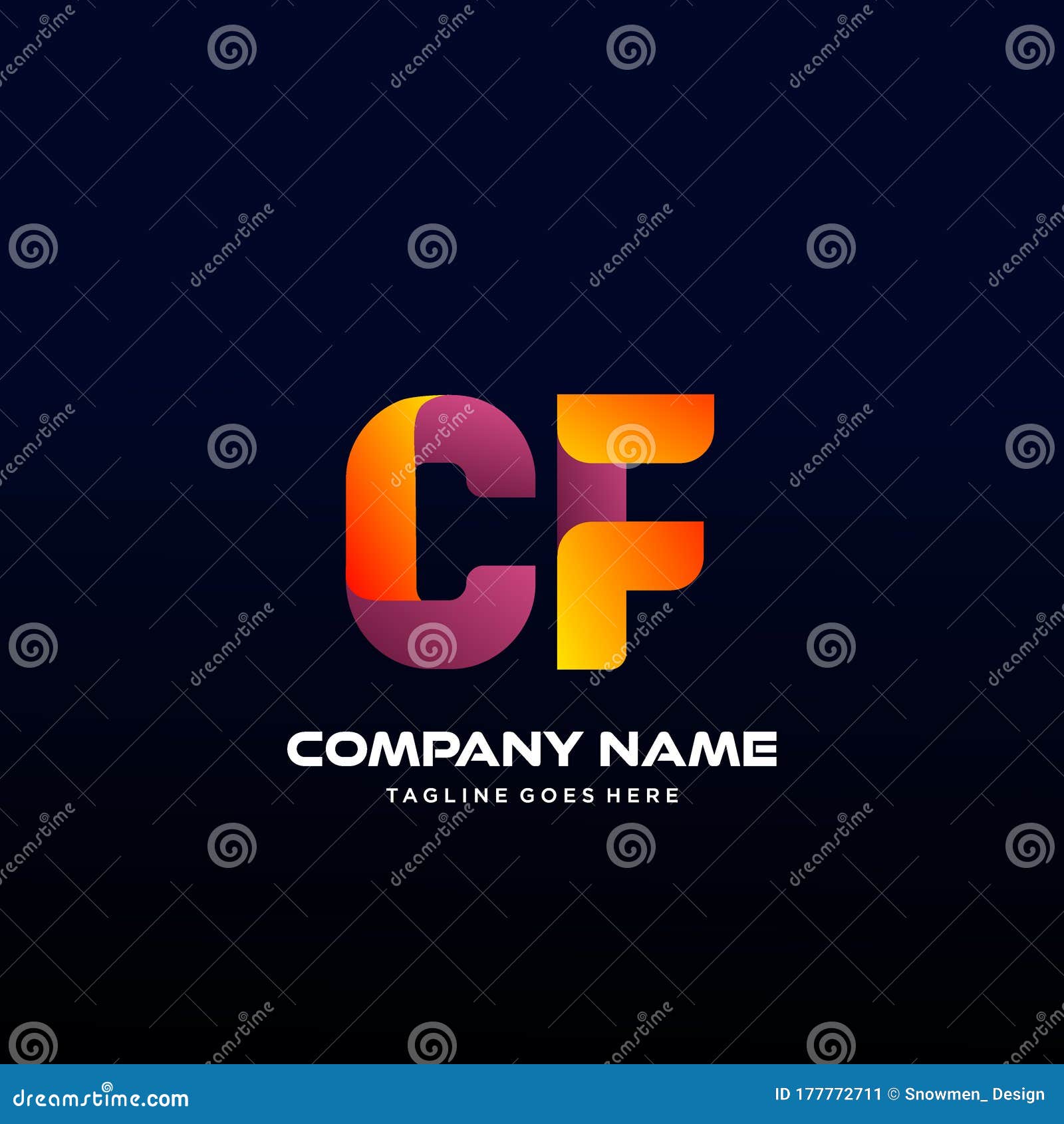 Letter CF Initial Logo Vector with Colorful Stock Vector - Illustration ...
