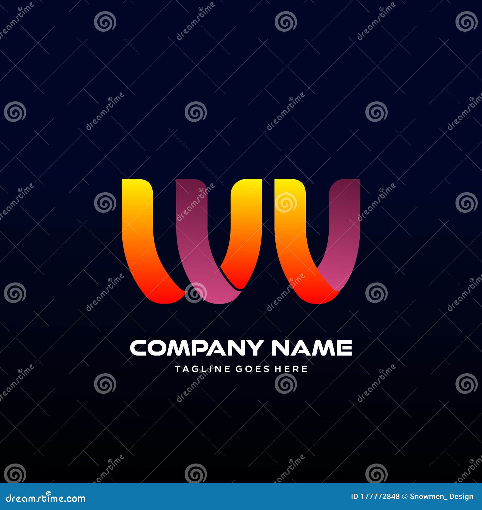 Letter WV Initial Logo Vector with Colorful Stock Vector - Illustration ...