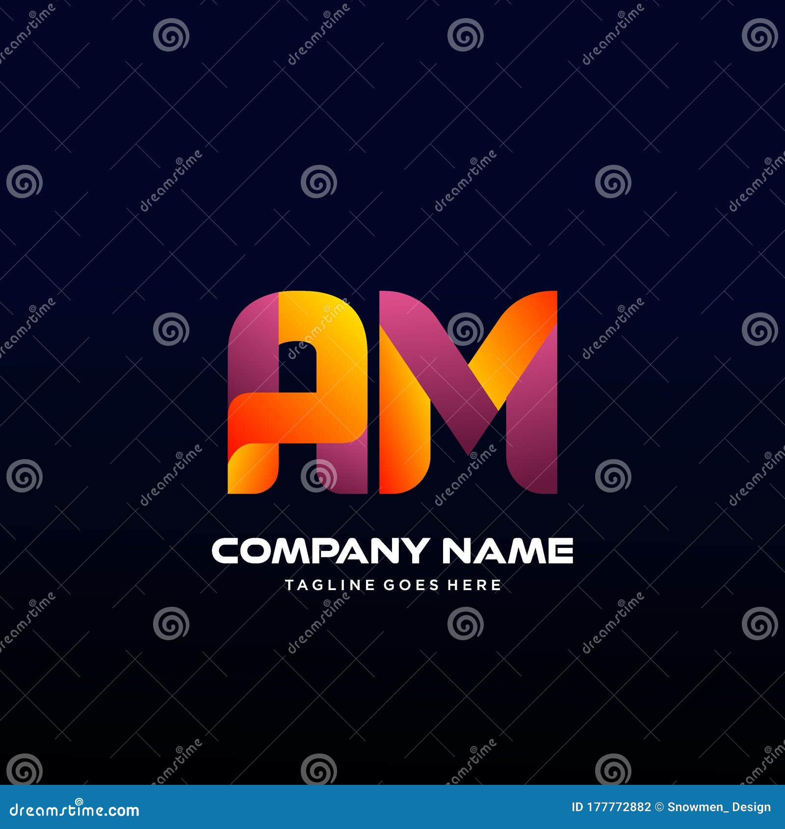 Letter am Initial Logo Vector with Colorful Stock Vector - Illustration ...