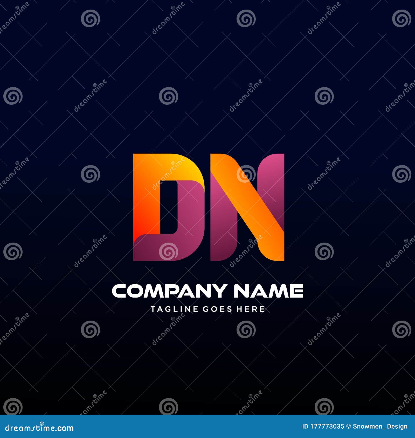 Letter DN Initial Logo Vector with Colorful Stock Vector - Illustration ...