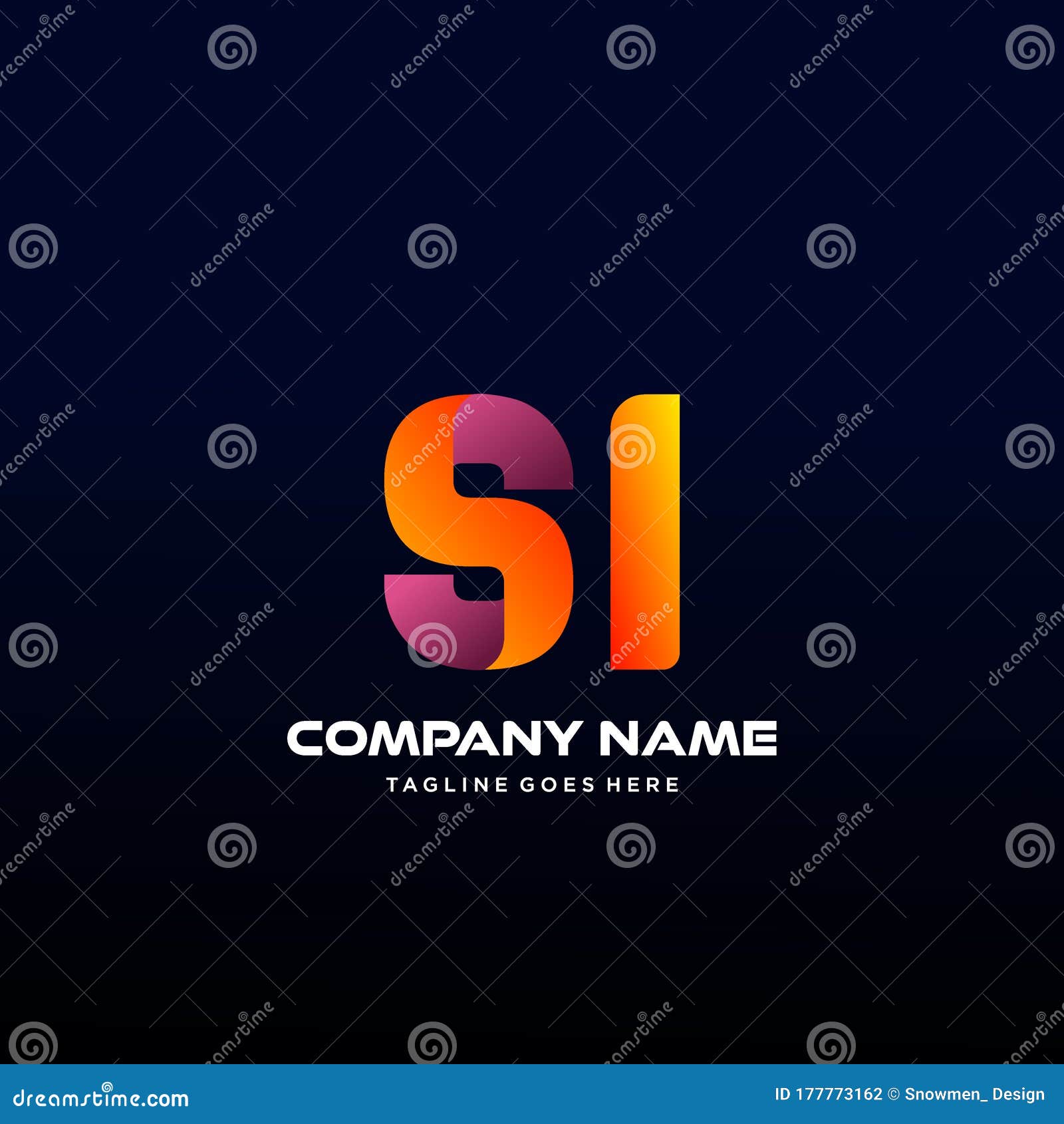 Letter SI Initial Logo Vector with Colorful Stock Vector - Illustration ...