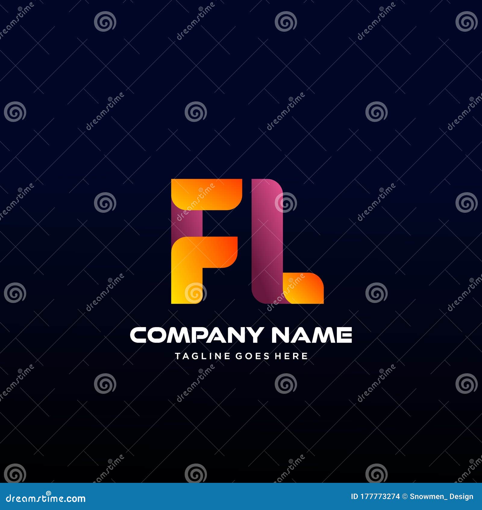 Letter FL Initial Logo Vector with Colorful Stock Vector - Illustration ...