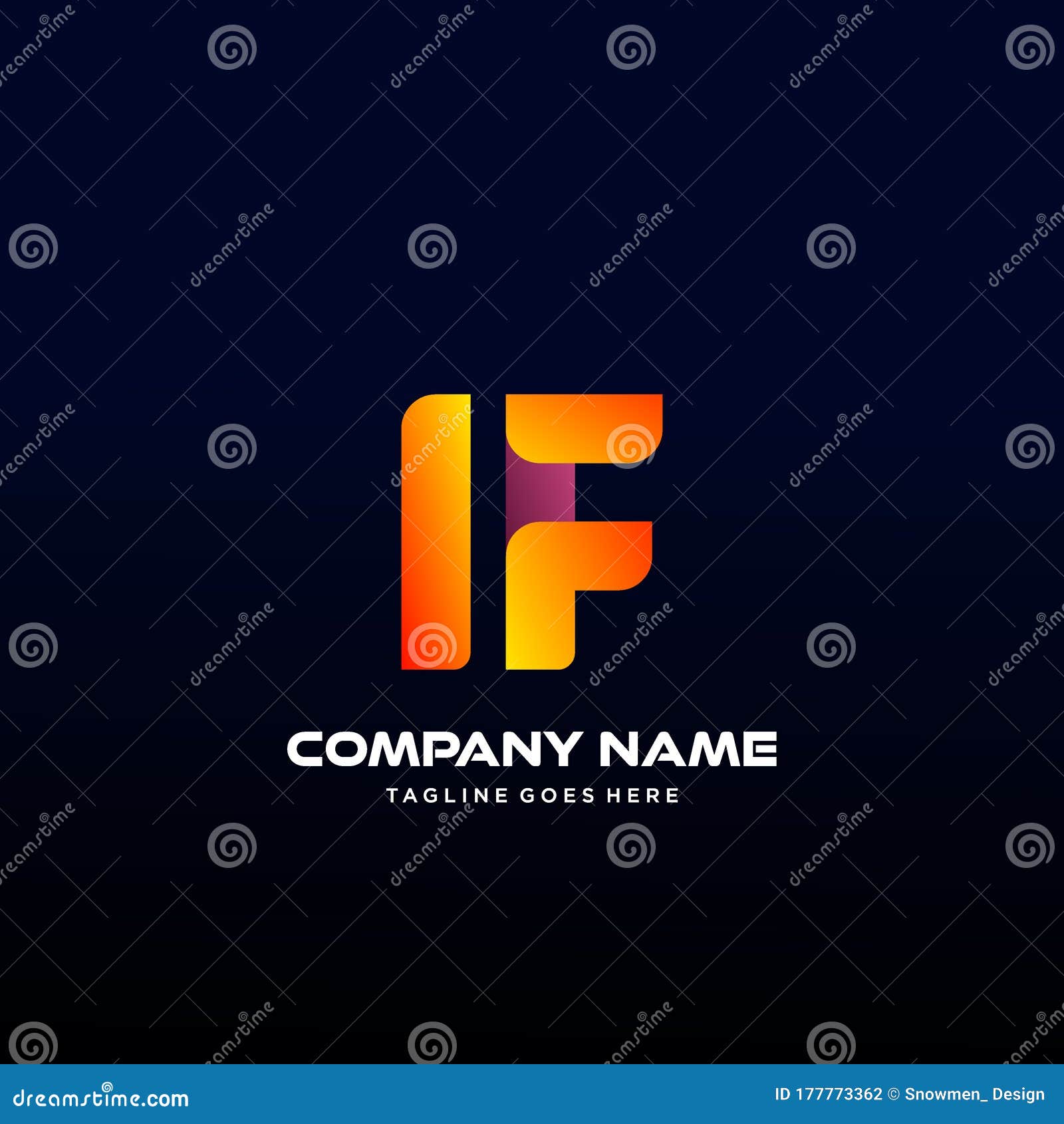 Letter IF Initial Logo Vector with Colorful Stock Vector - Illustration ...