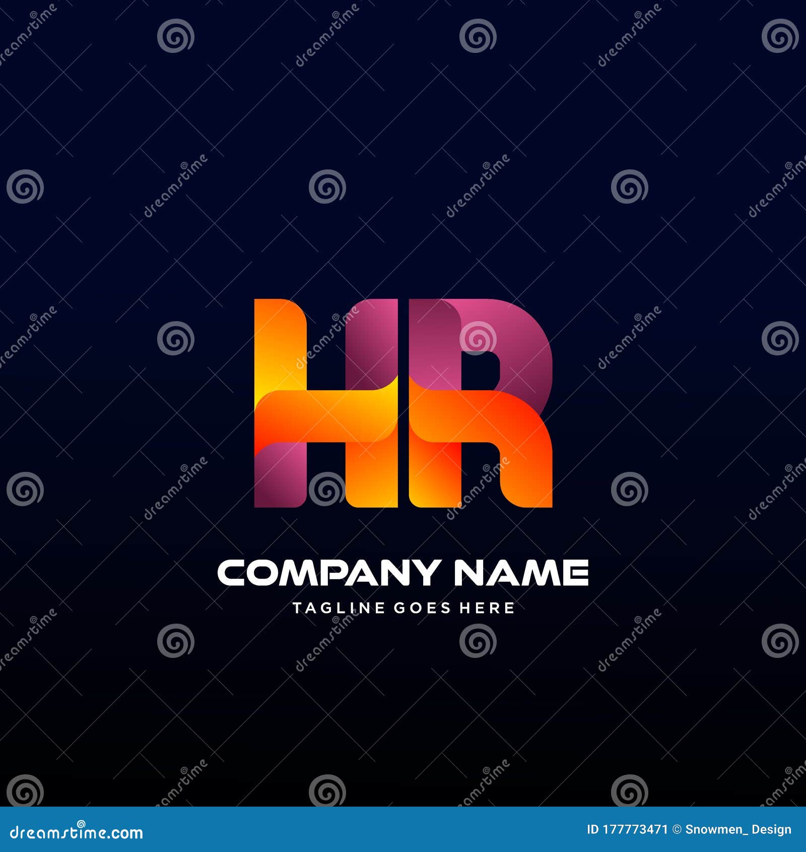 Letter HR Initial Logo Vector with Colorful Stock Vector - Illustration ...