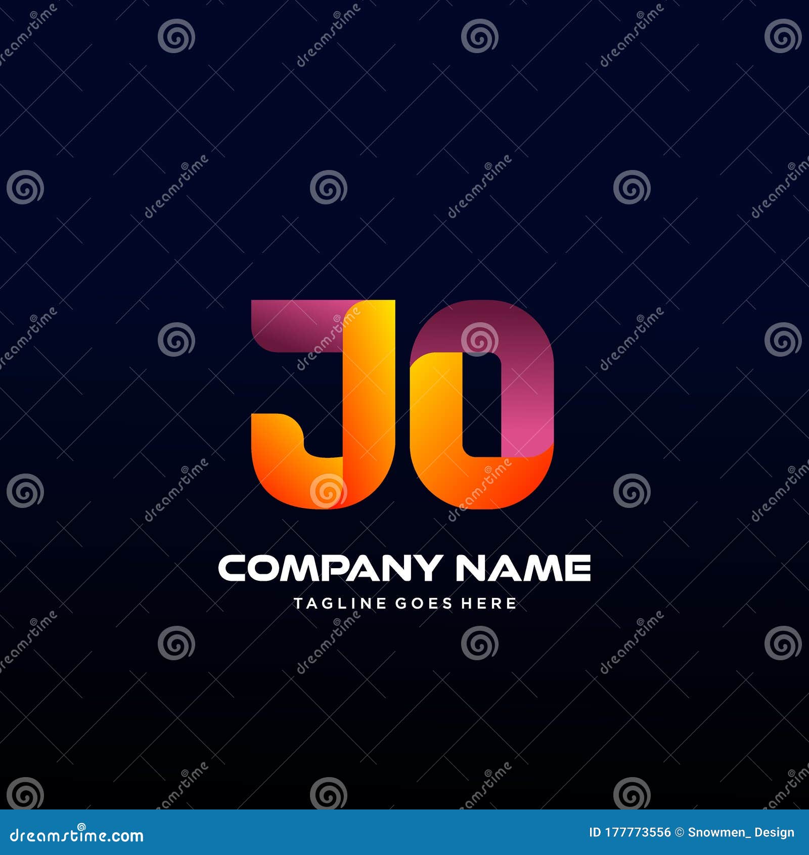 Letter JO Initial Logo Vector with Colorful Stock Vector - Illustration ...