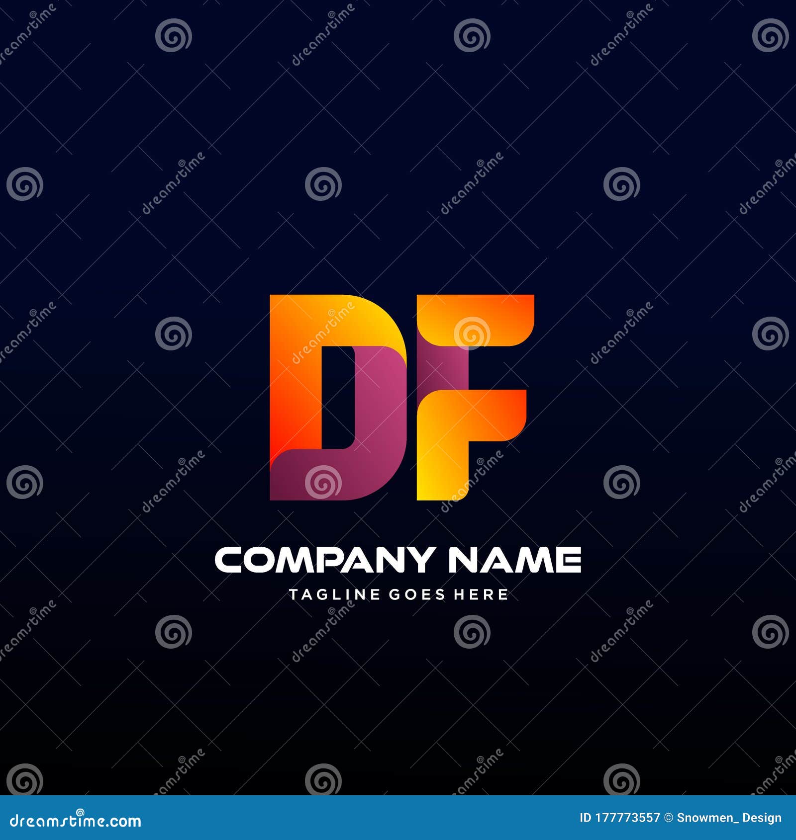 Letter DF Initial Logo Vector with Colorful Stock Vector - Illustration ...