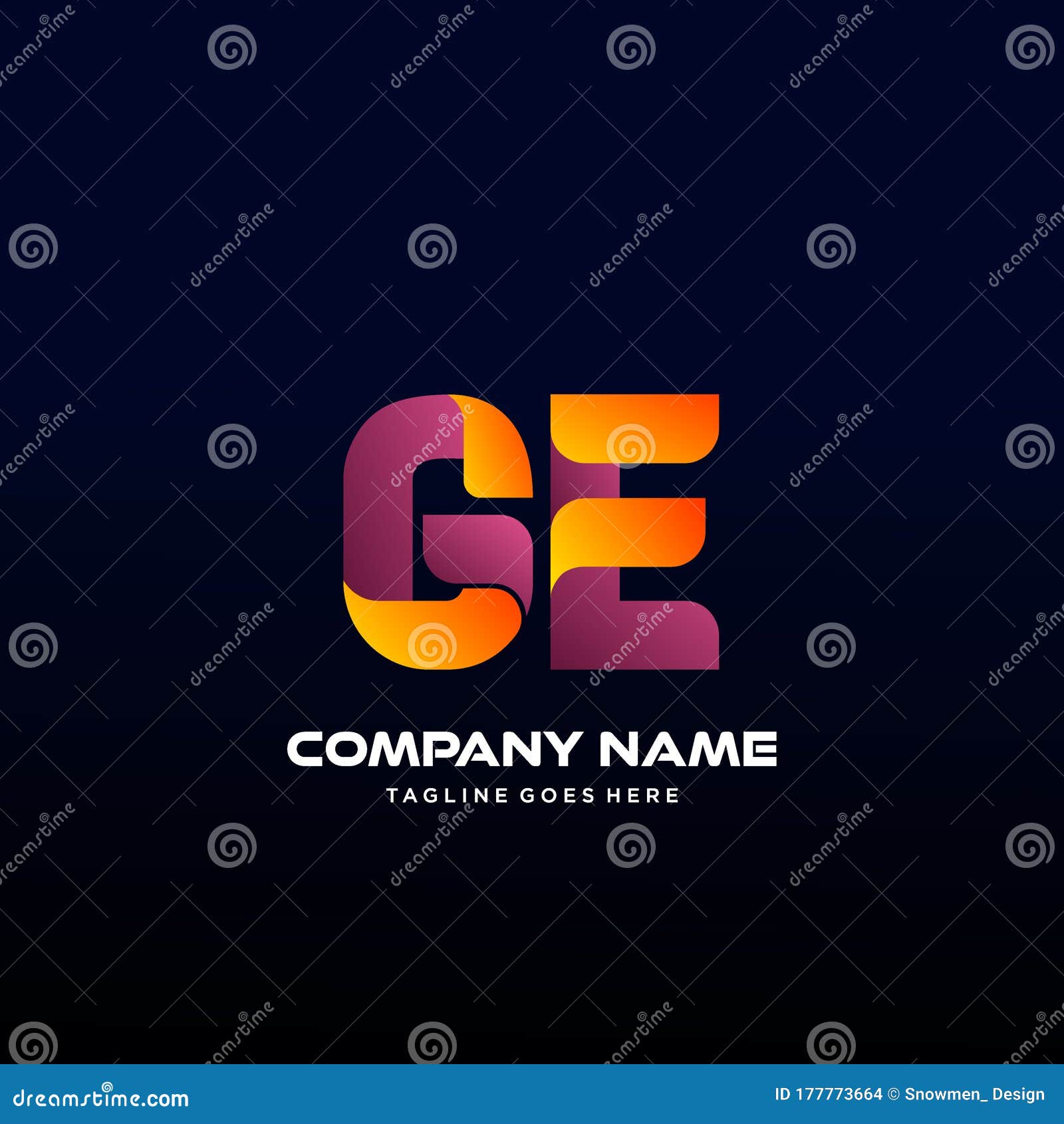 Letter GE Initial Logo Vector with Colorful Stock Vector - Illustration ...