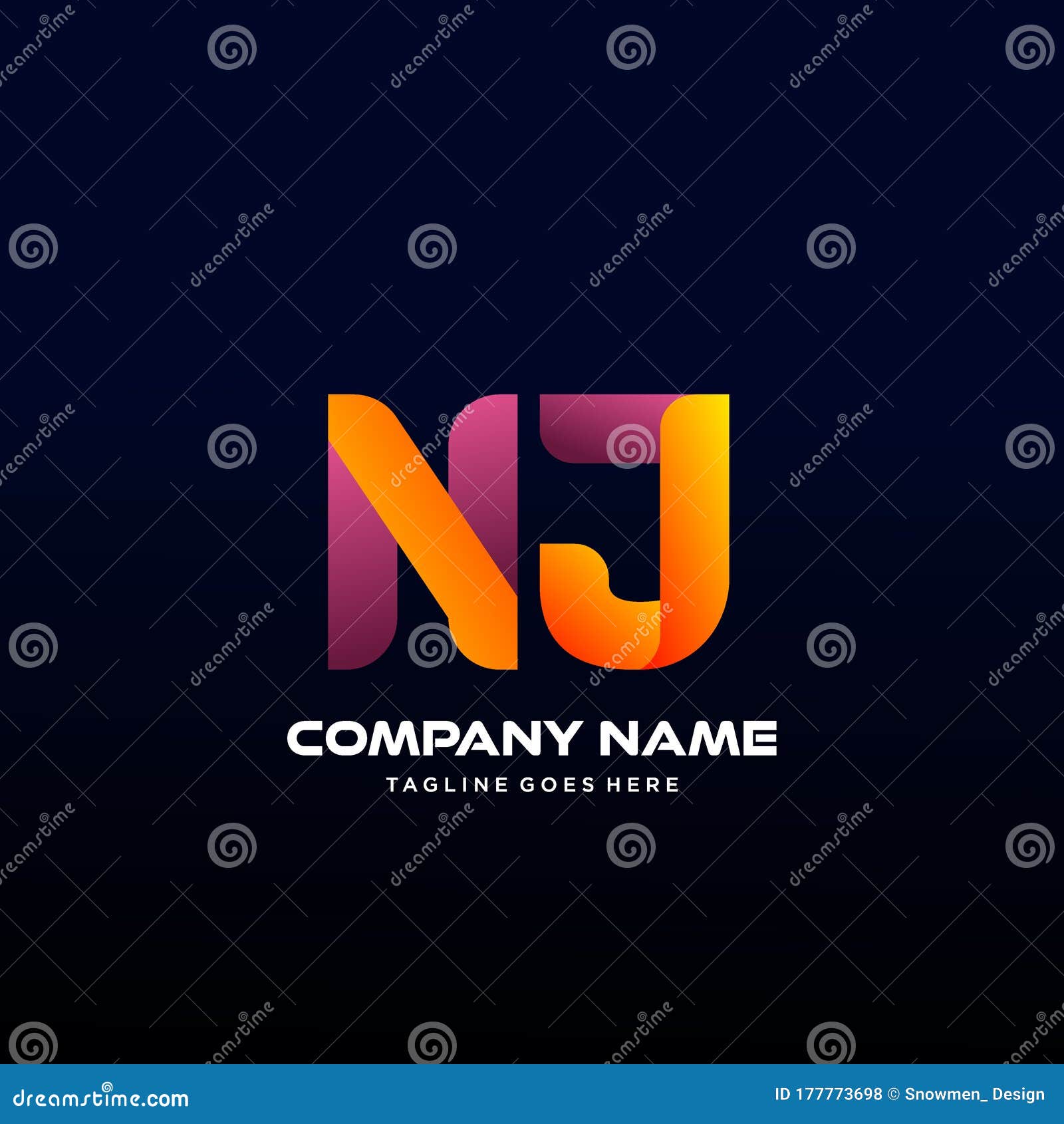 Letter NJ Initial Logo Vector with Colorful Stock Vector - Illustration ...