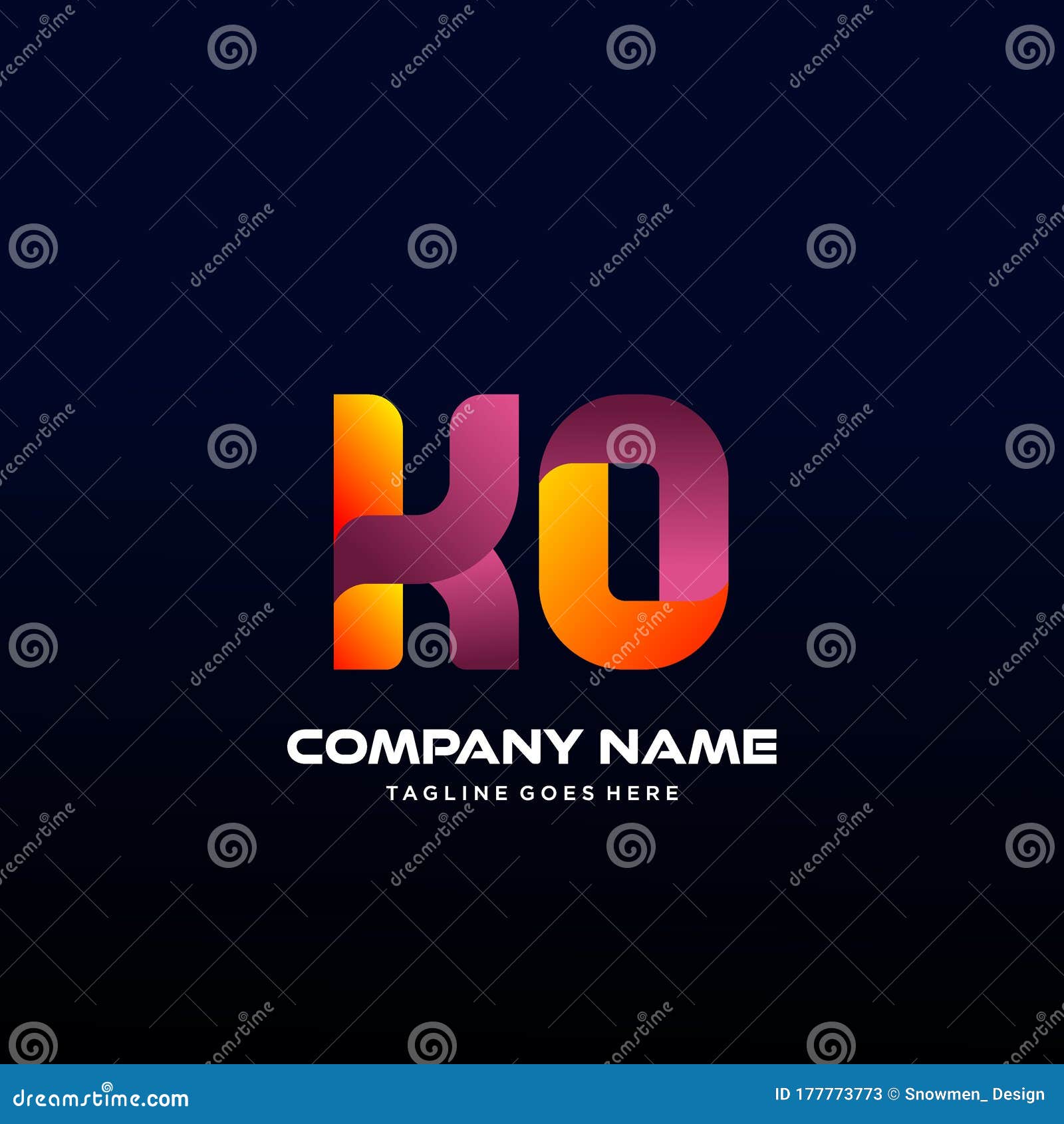 Letter KO Initial Logo Vector with Colorful Stock Vector - Illustration ...