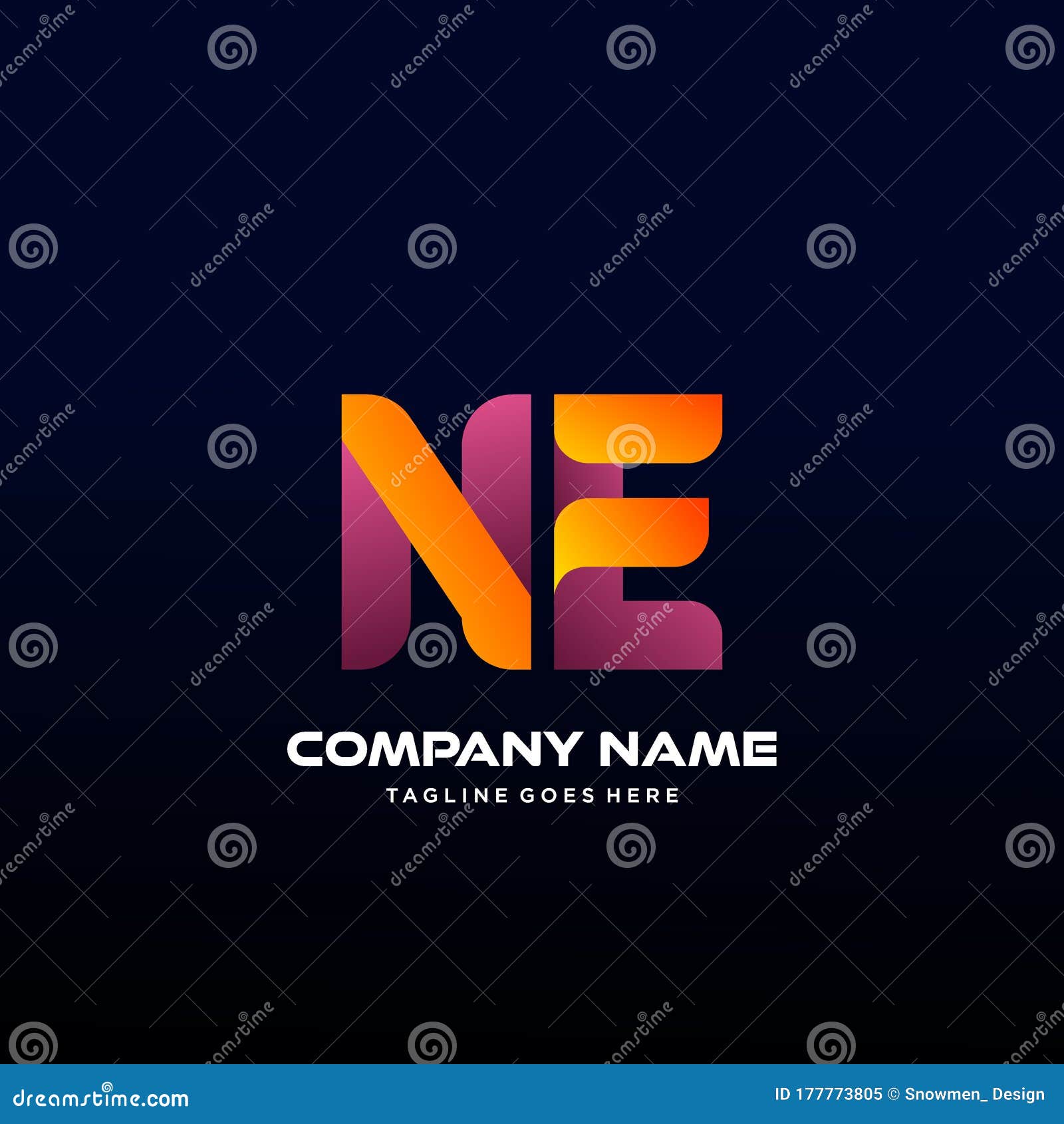 Letter NE Initial Logo Vector with Colorful Stock Vector - Illustration ...