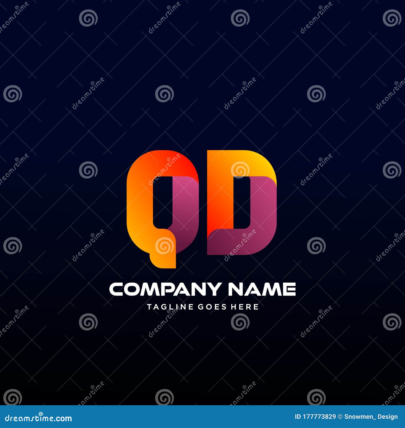 Letter QD Initial Logo Vector with Colorful Stock Vector - Illustration ...