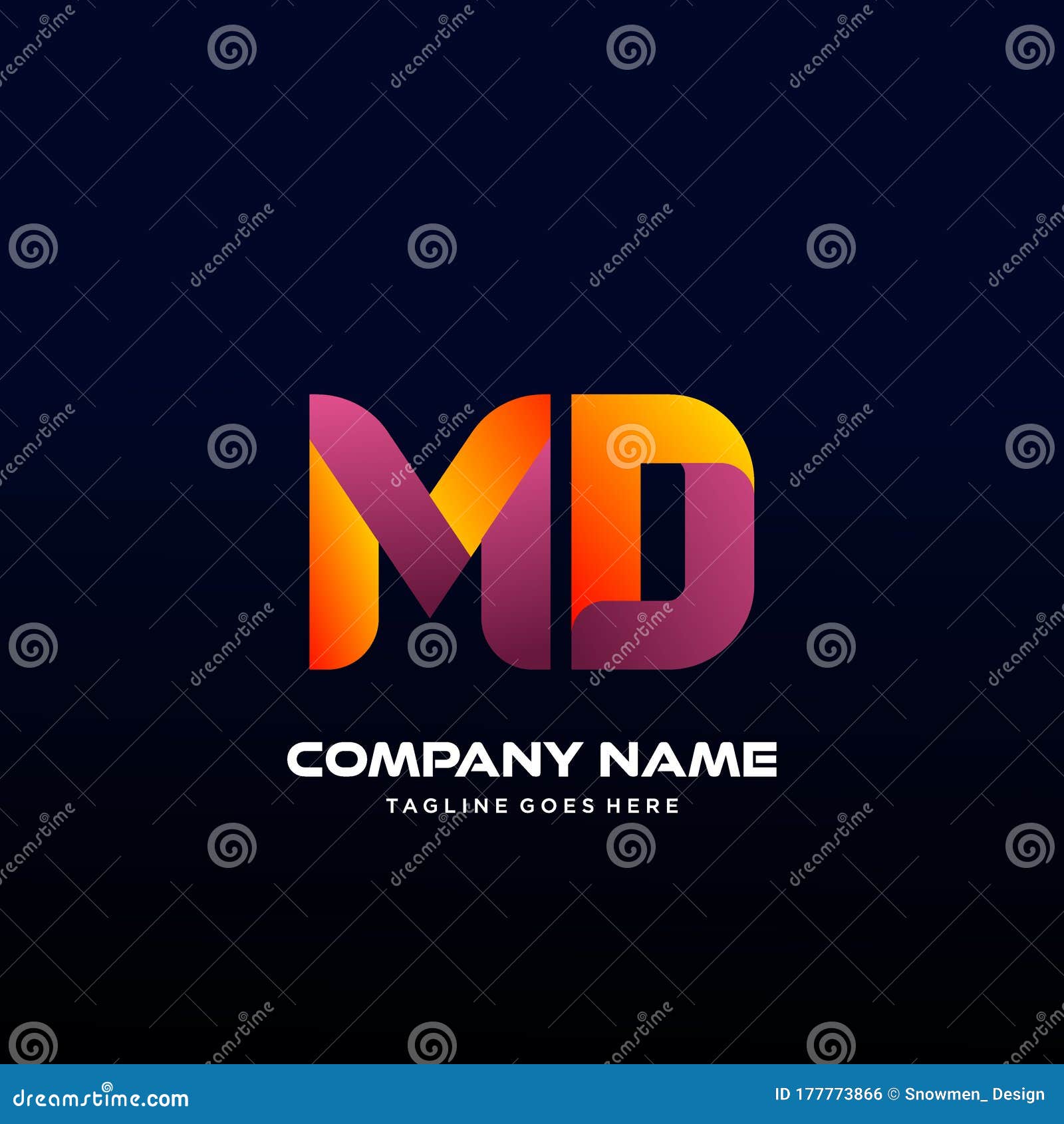 Letter MD Initial Logo Vector with Colorful Stock Vector - Illustration ...