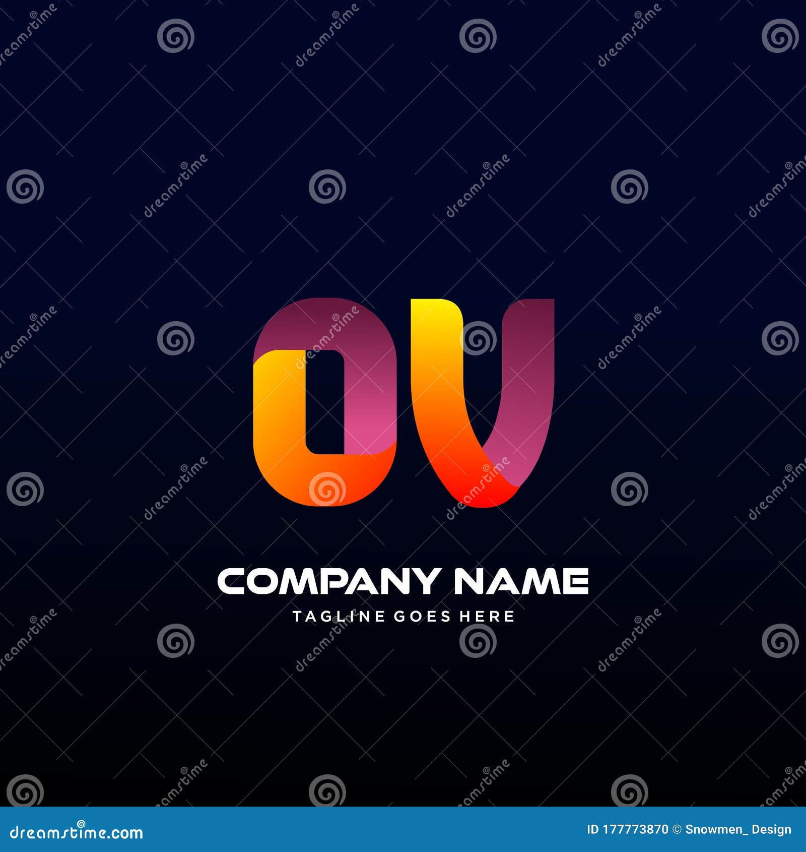 Letter OV Initial Logo Vector with Colorful Stock Vector - Illustration ...