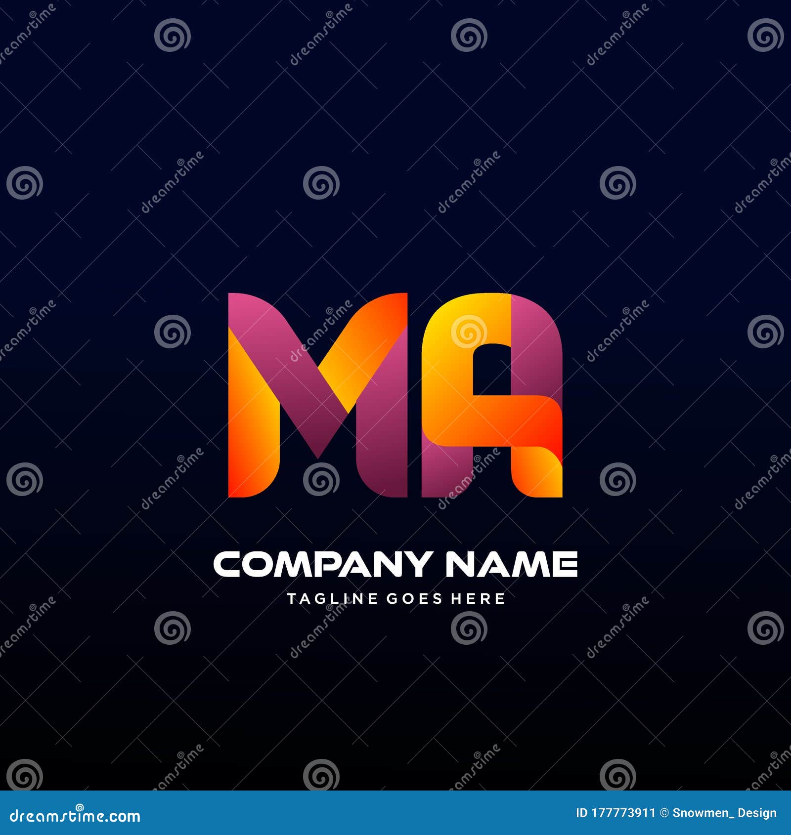 Letter MA Initial Logo Vector with Colorful Stock Vector - Illustration ...