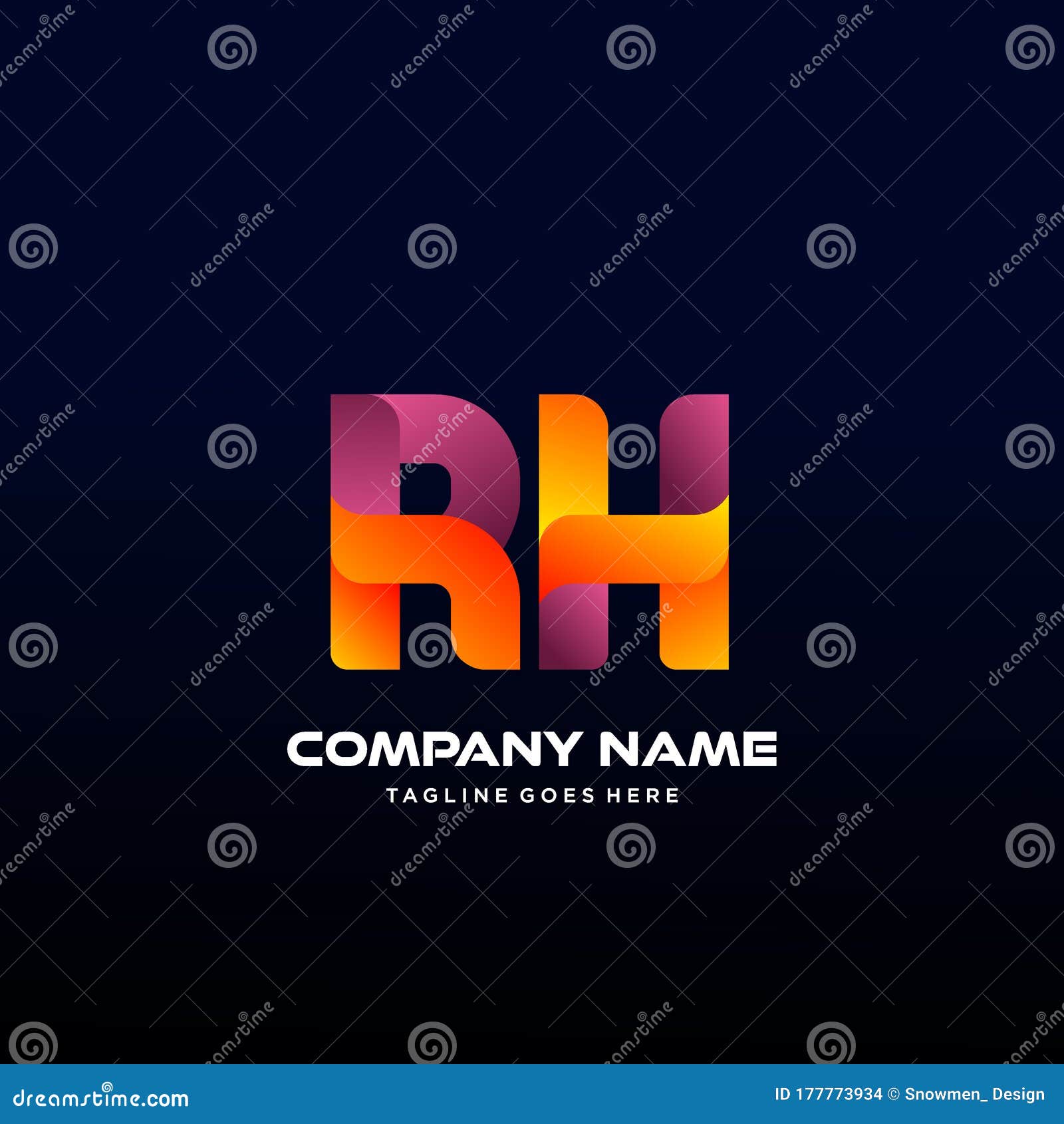 Letter RH Initial Logo Vector with Colorful Stock Vector - Illustration ...