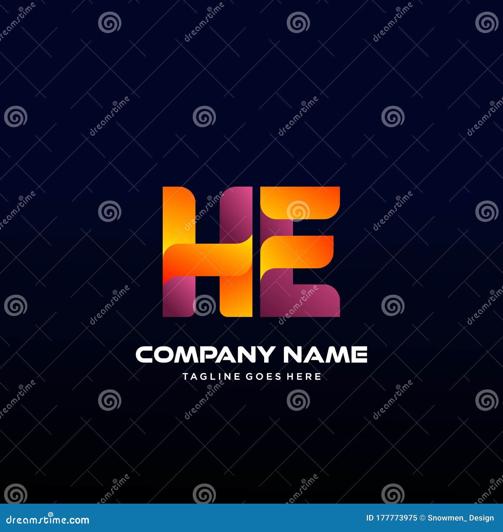 Letter he Initial Logo Vector with Colorful Stock Vector - Illustration ...