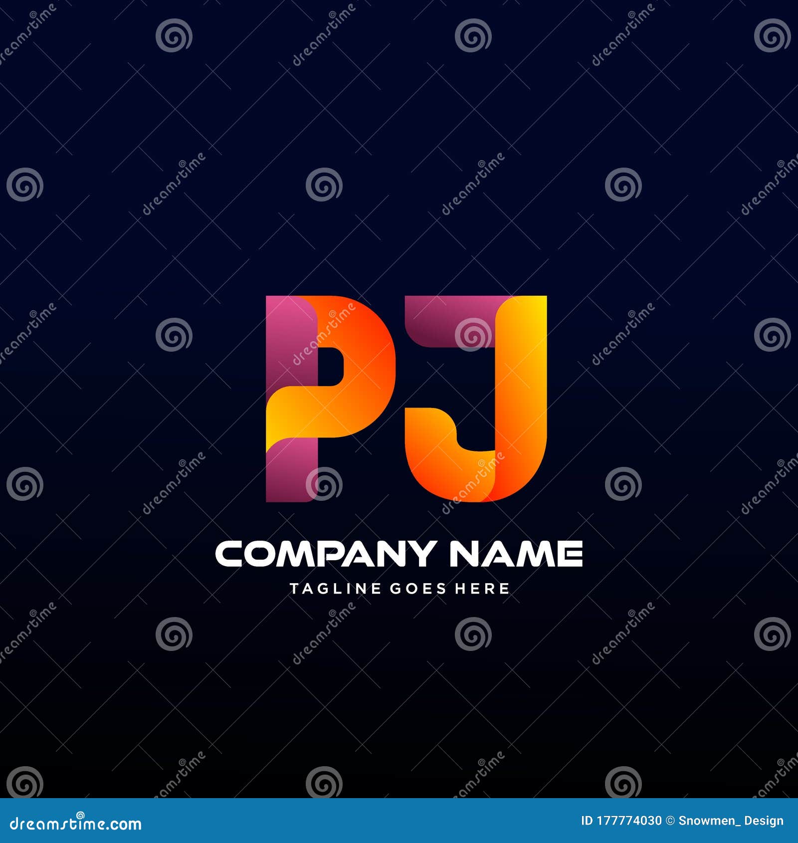 Letter PJ Initial Logo Vector with Colorful Stock Vector - Illustration ...