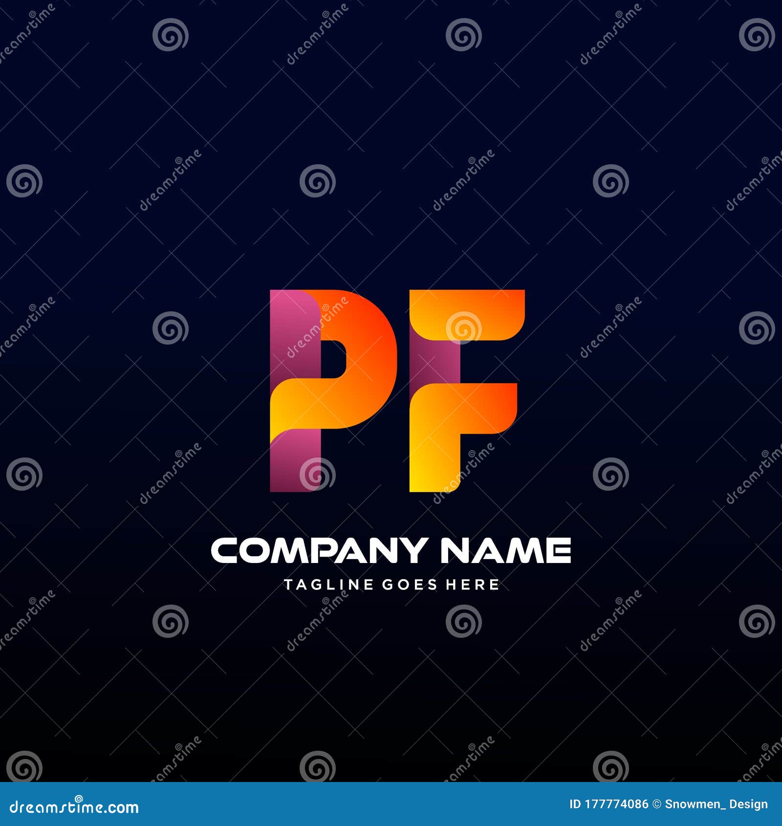 Letter PF Initial Logo Vector with Colorful Stock Vector - Illustration ...
