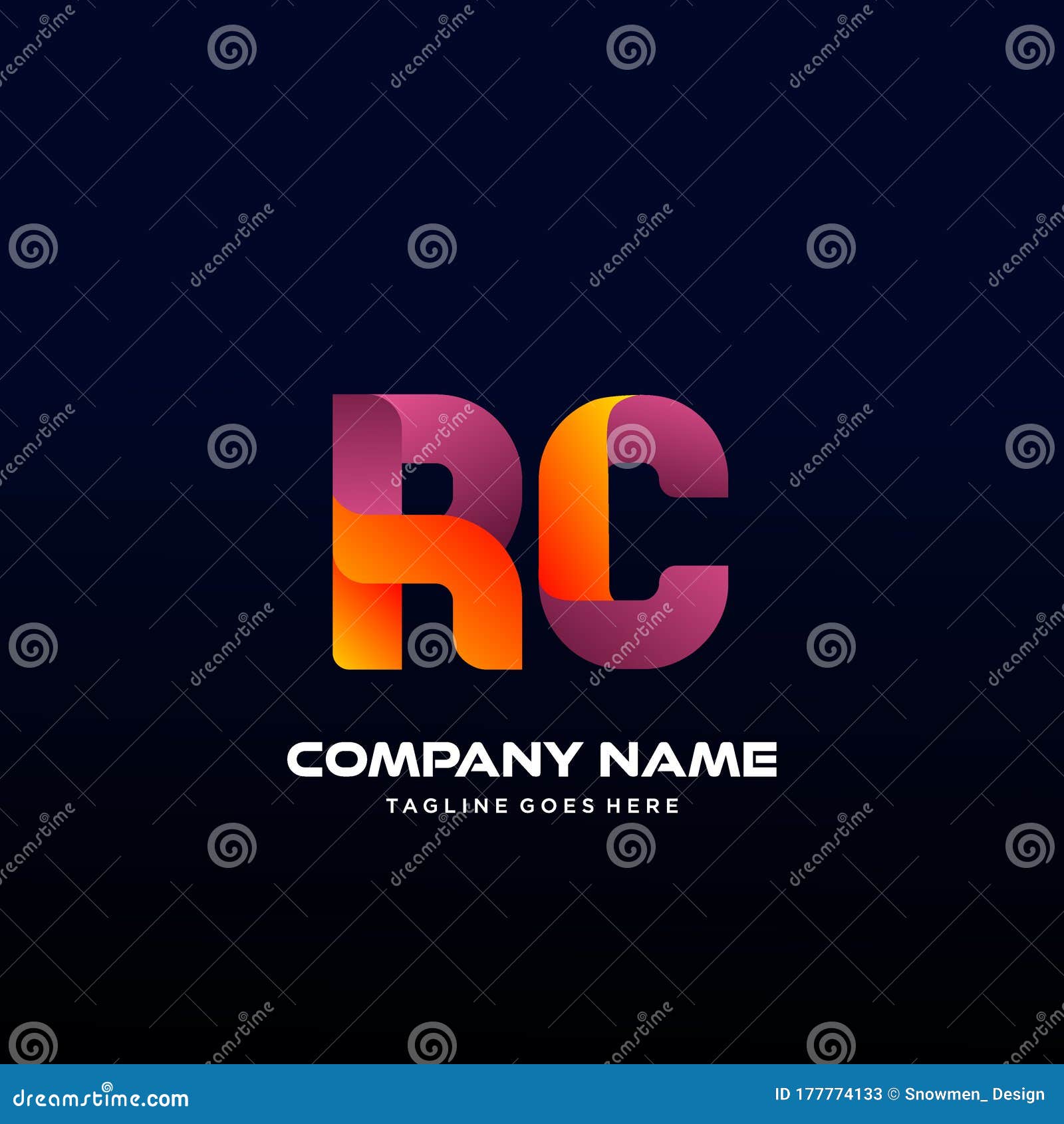 Letter RC Initial Logo Vector with Colorful Stock Vector - Illustration ...